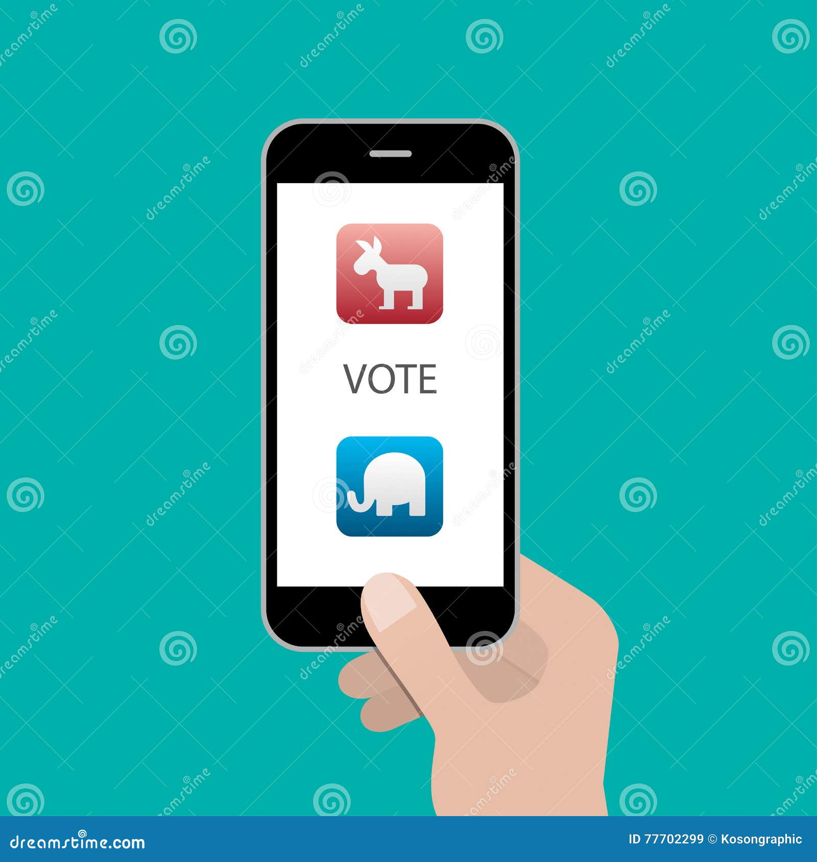 Election by Smartphone Concept. Flat Design Stock Vector - Illustration ...
