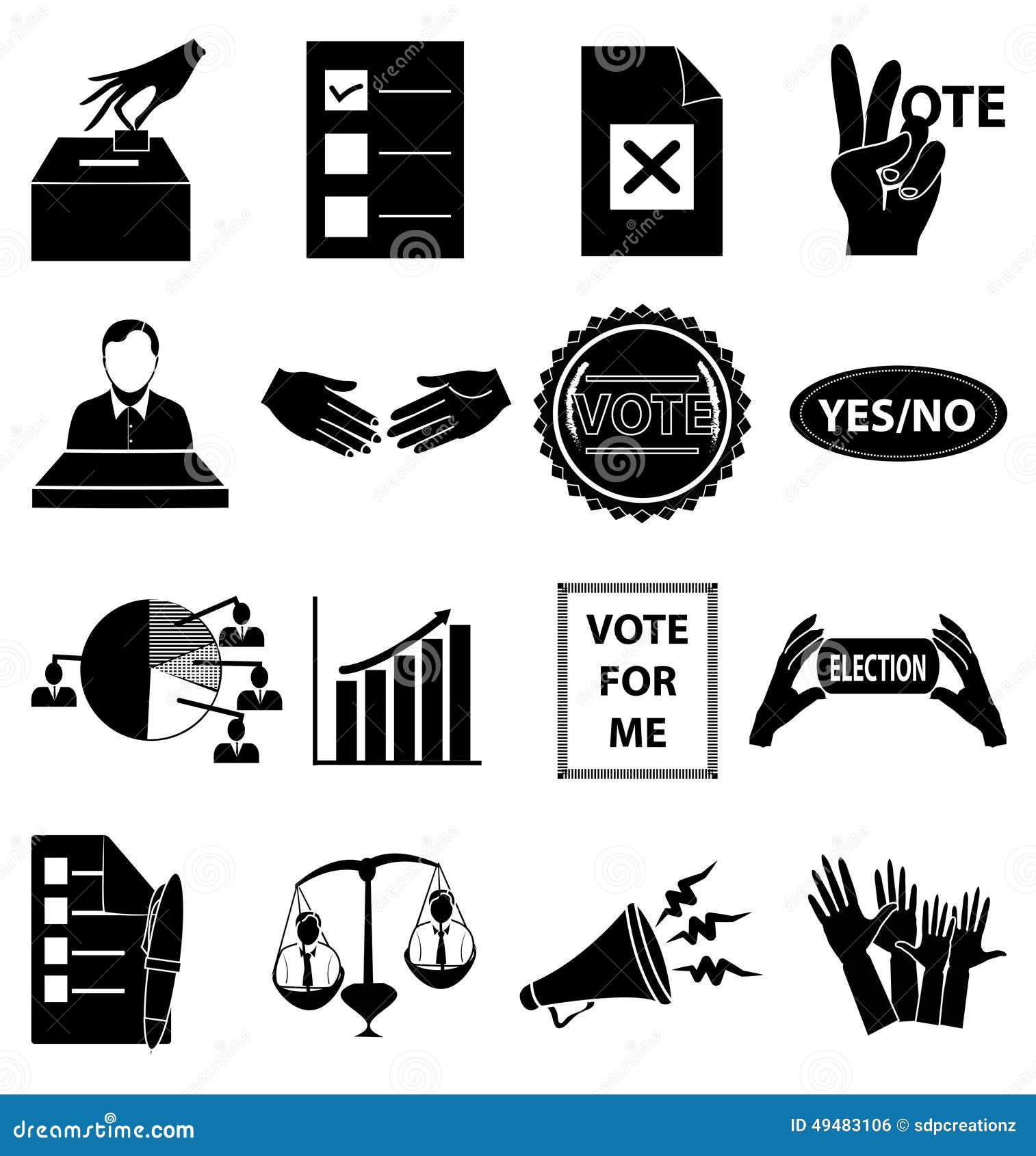 Election vote icons set stock vector. Illustration of icon - 49483106