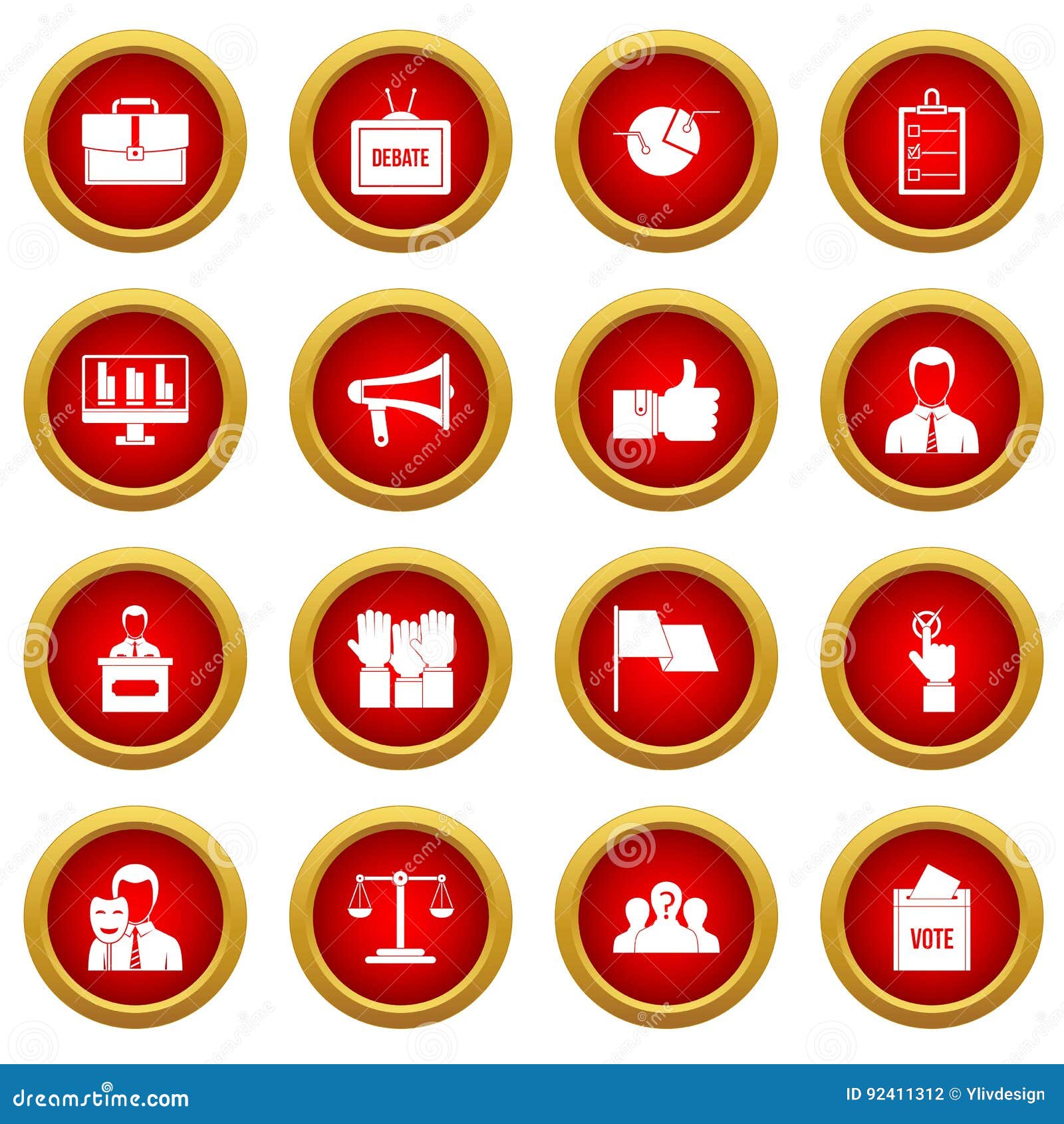 Election Voting Icon Red Circle Set Stock Vector - Illustration of ...