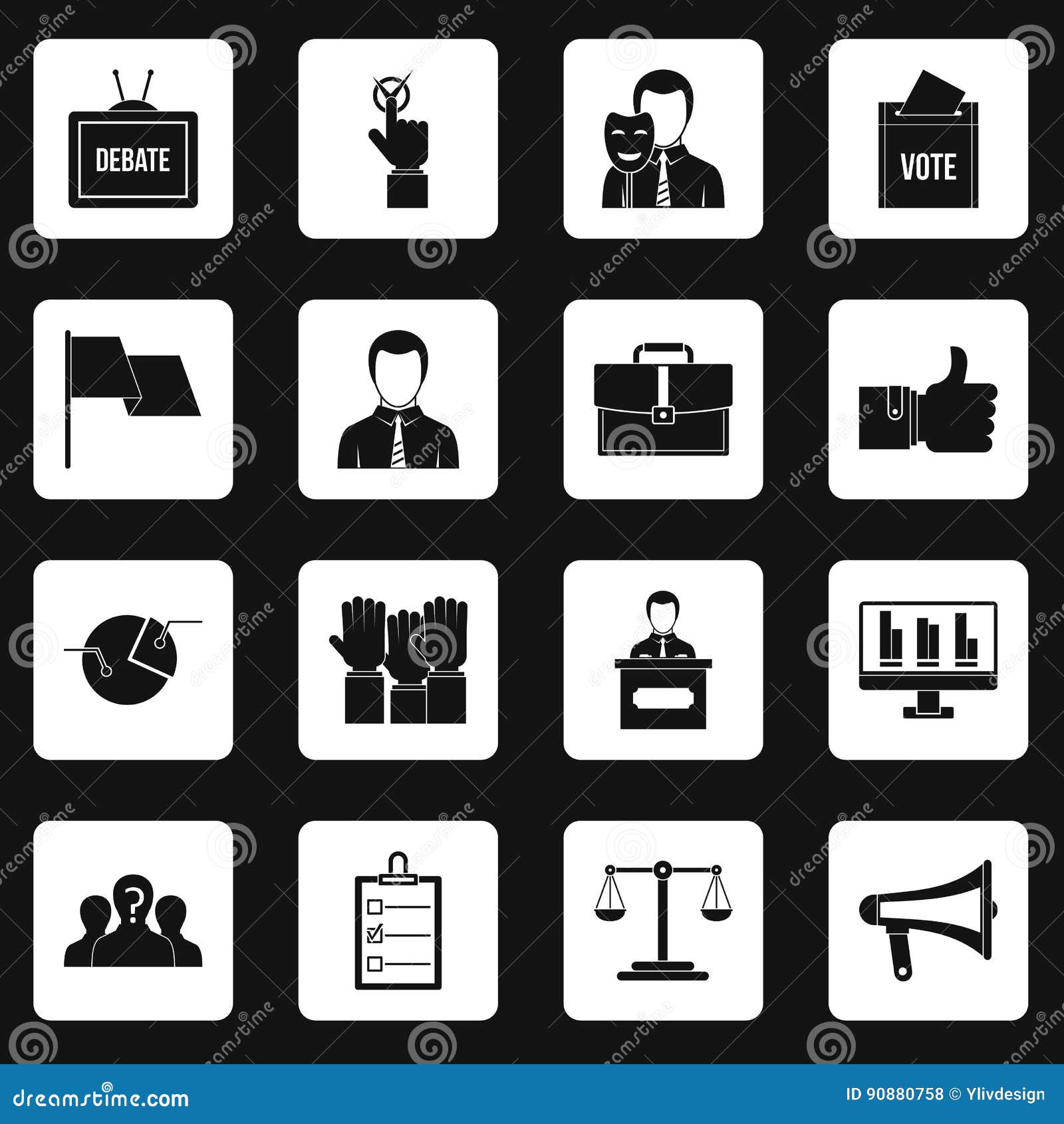 Election Voting Icons Set Squares Vector Stock Vector - Illustration of ...