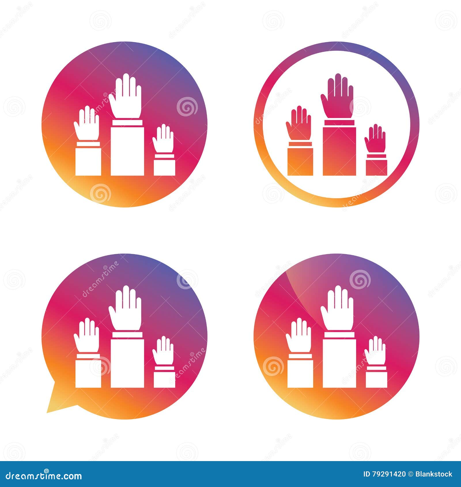 Election or Voting Sign Icon. Hands Raised Up. Stock Illustration ...