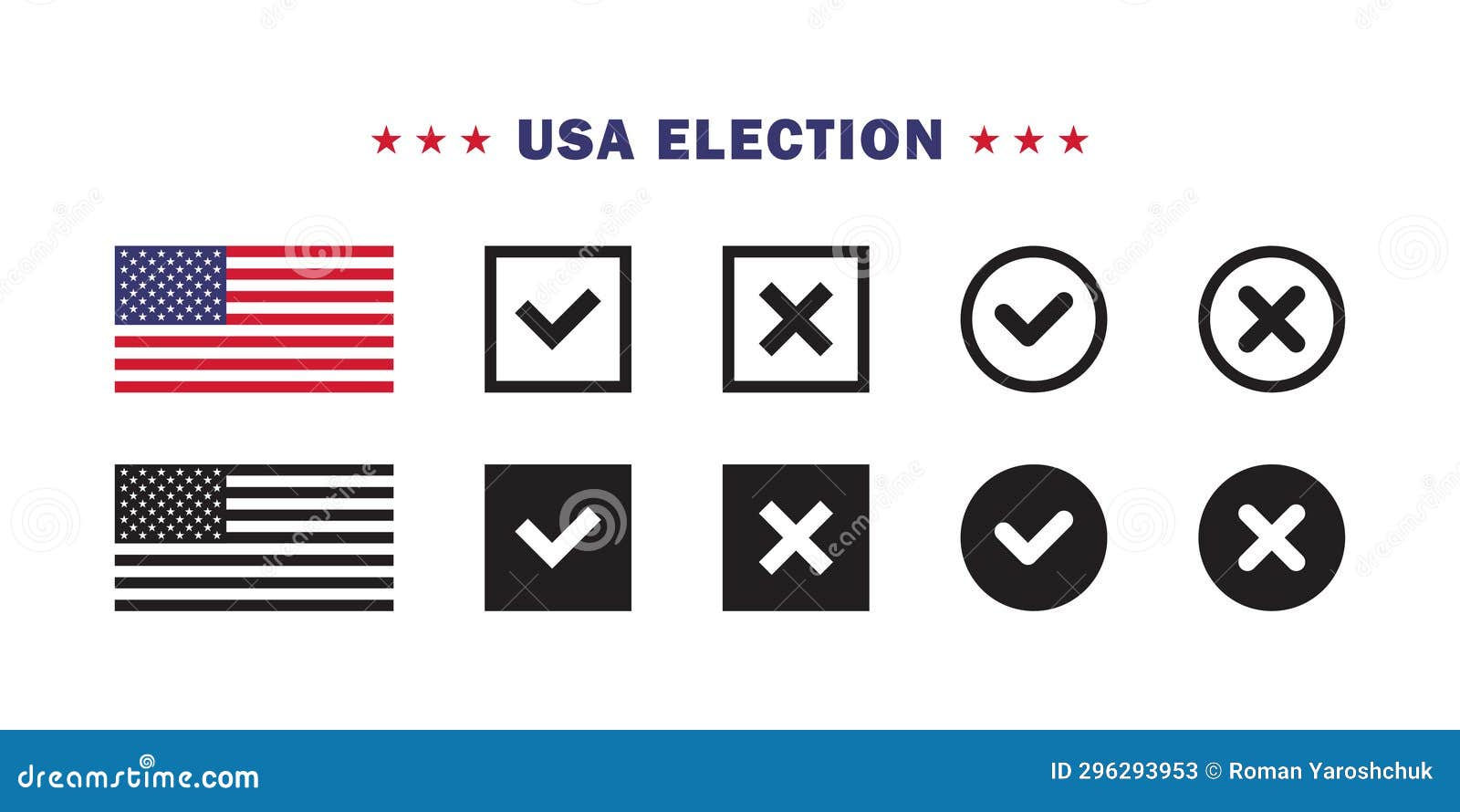 Election and Voting USA. Voting Icons. Flags and Icons Stock Vector ...