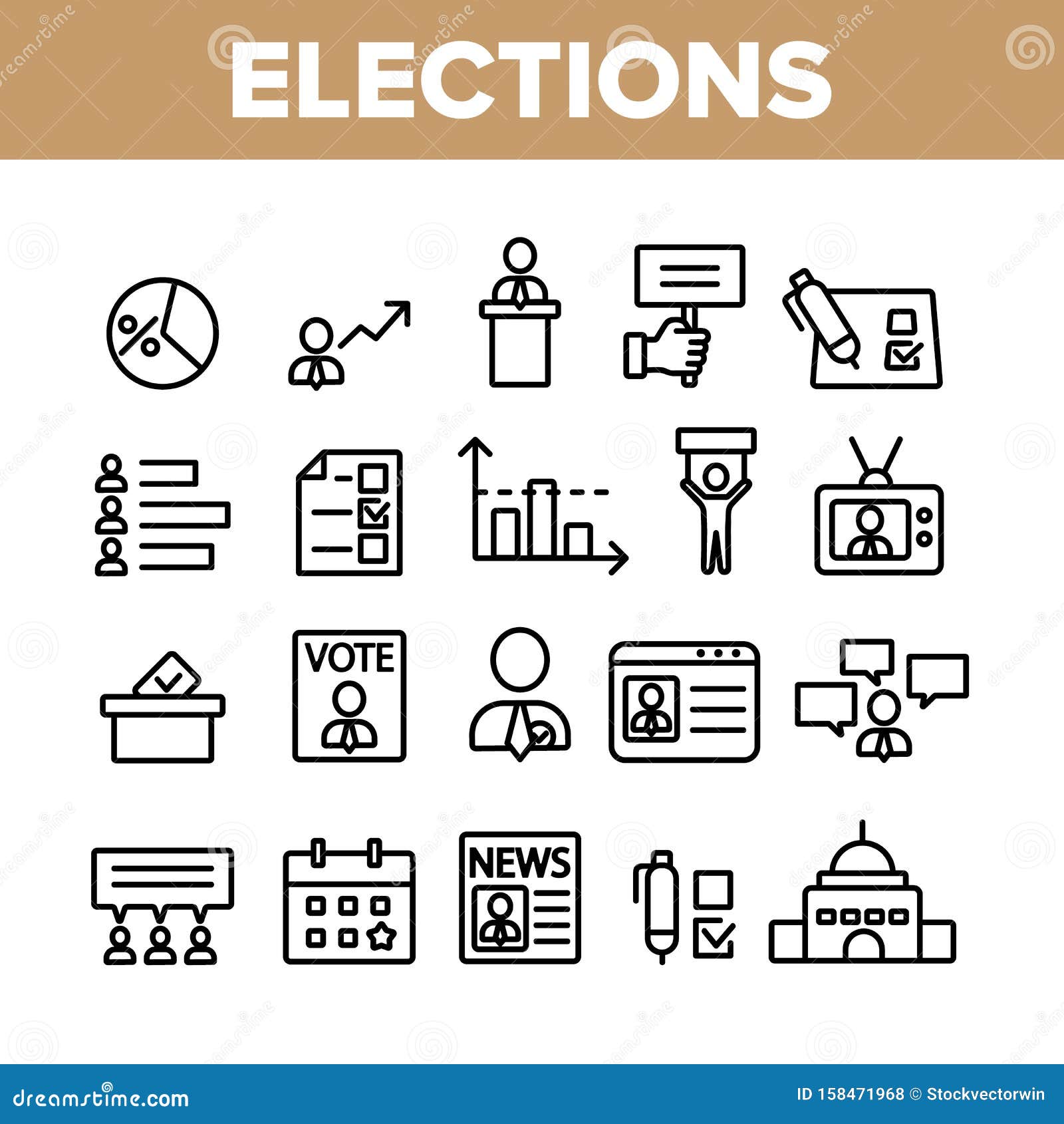 Elections Collection Elements Vector Icons Set Stock Vector ...