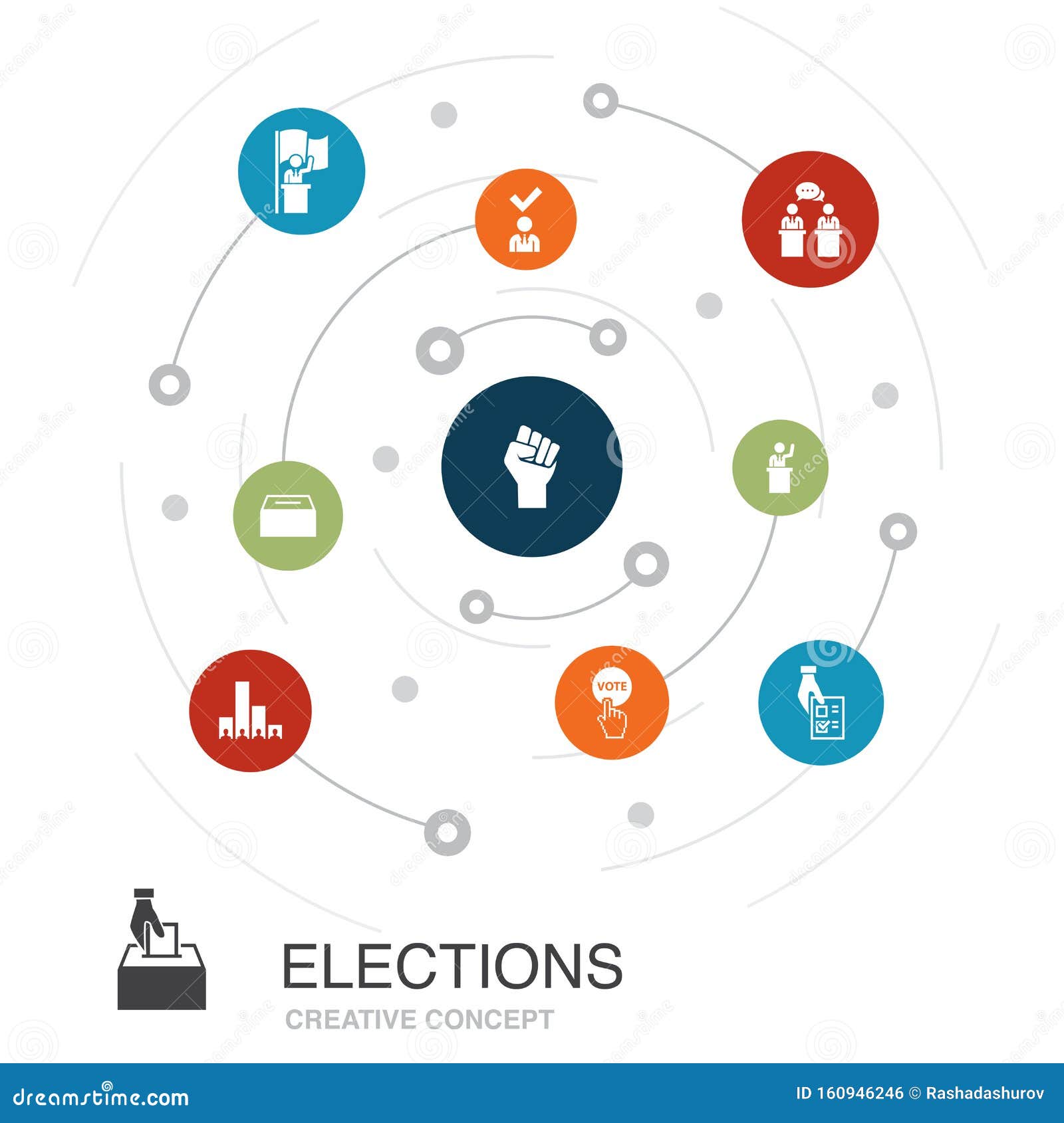Elections Colored Circle Concept with Stock Vector - Illustration of ...