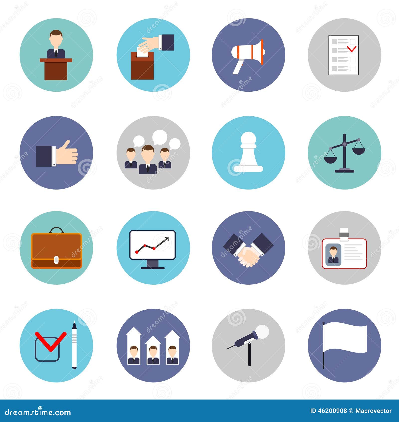 Elections icons flat set stock vector. Illustration of internet - 46200908