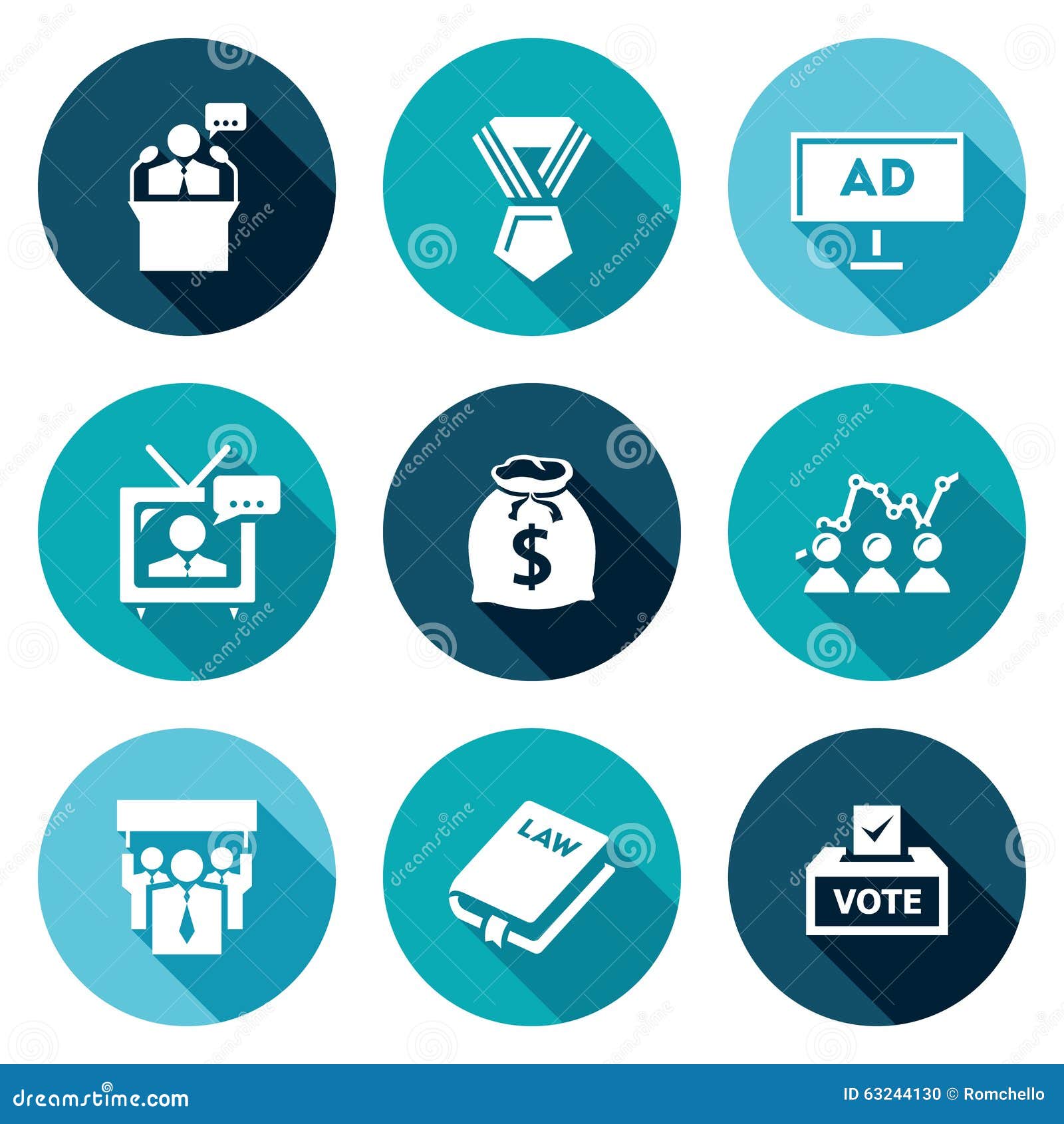 Elections Icons Set. Vector Illustration Stock Vector - Illustration of ...