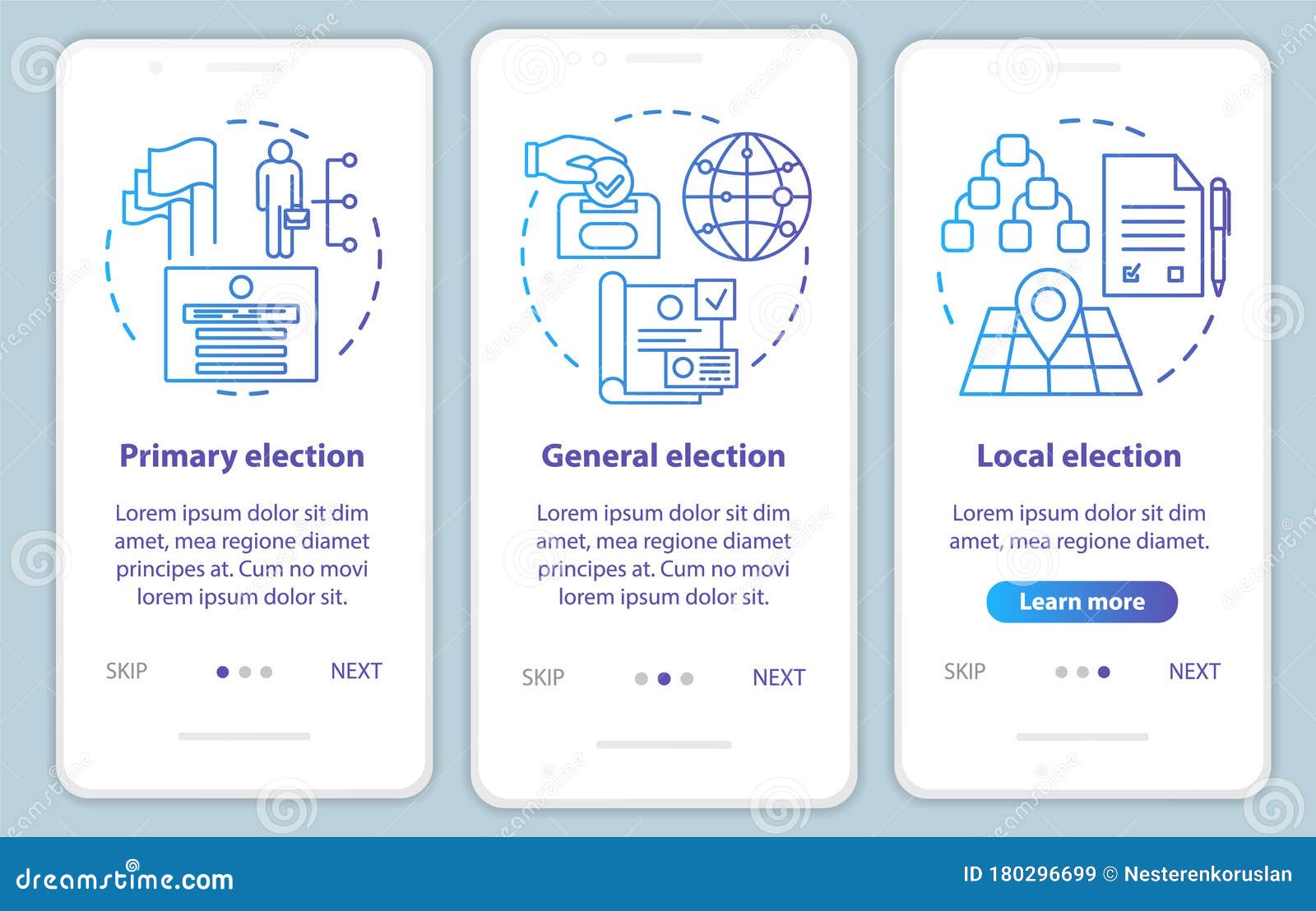 Elections Onboarding Mobile App Page Screen Vector Template. Electing ...