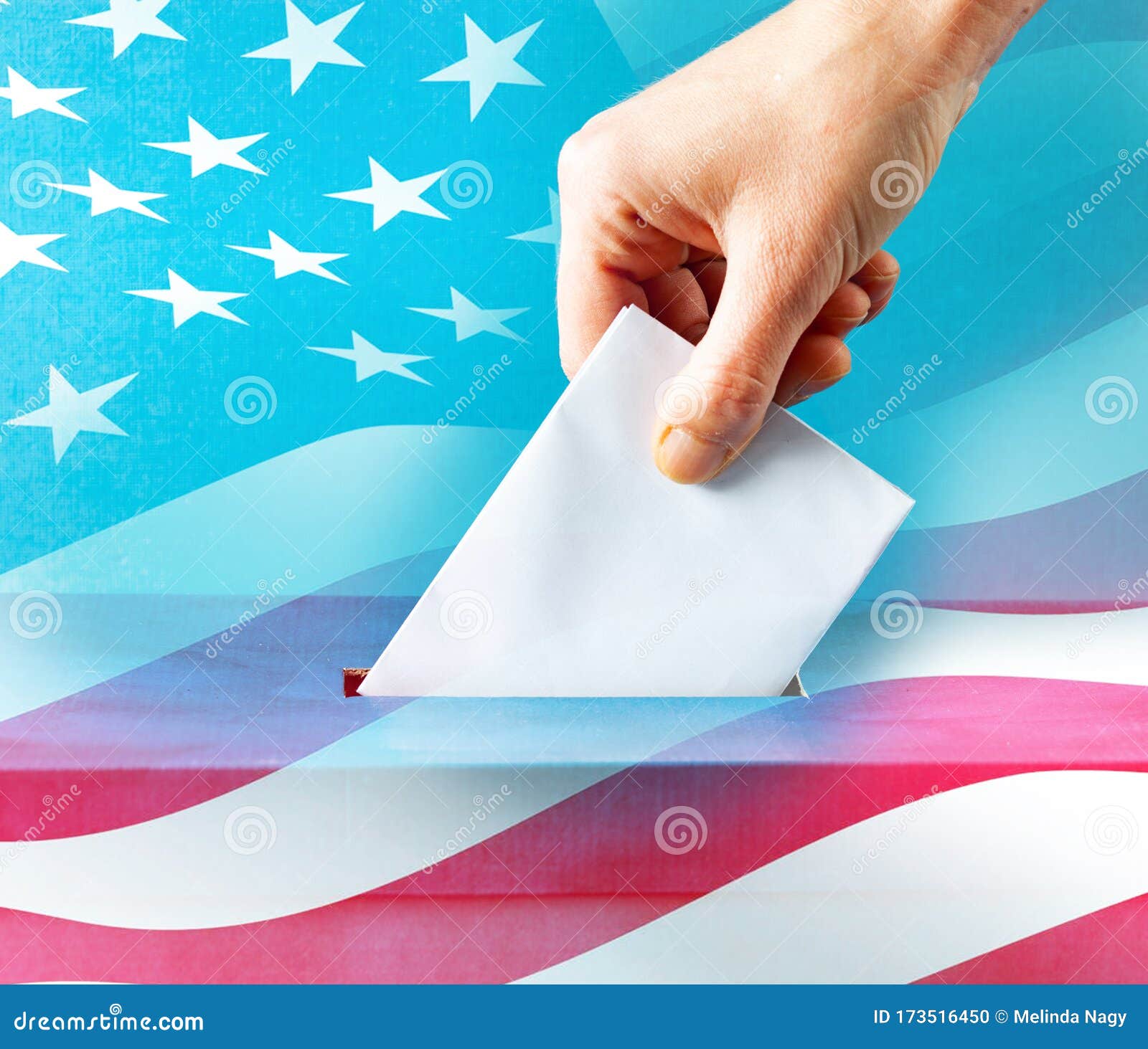 Elections in the US - Voting Ballot and American Flag Stock Photo ...