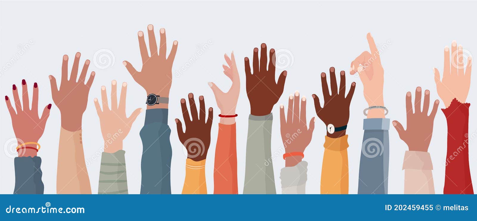 Anonymous Arms And Raised Hands Of Multiethnic Multicultural Group ...