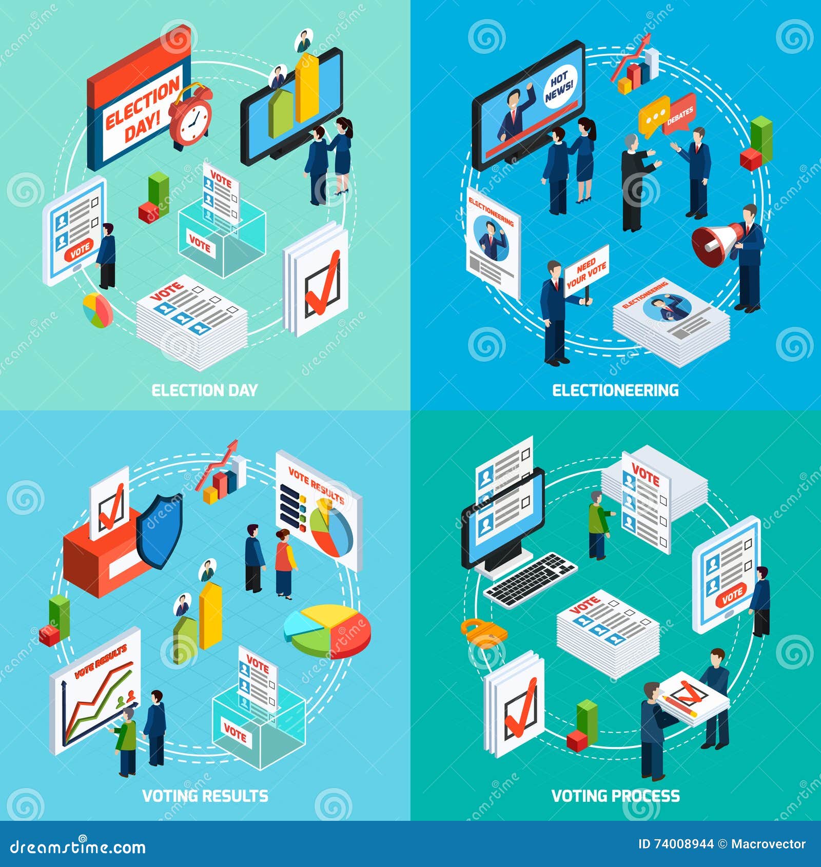 Elections and Voting Isometric 2x2 Design Concept Stock Vector ...