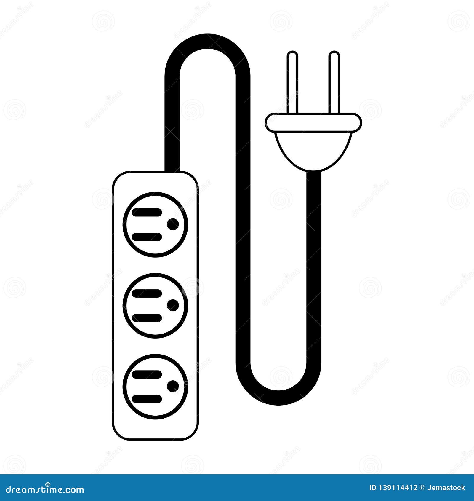 Electirc Shuffle with Wire and Plug Black and White Stock Vector ...