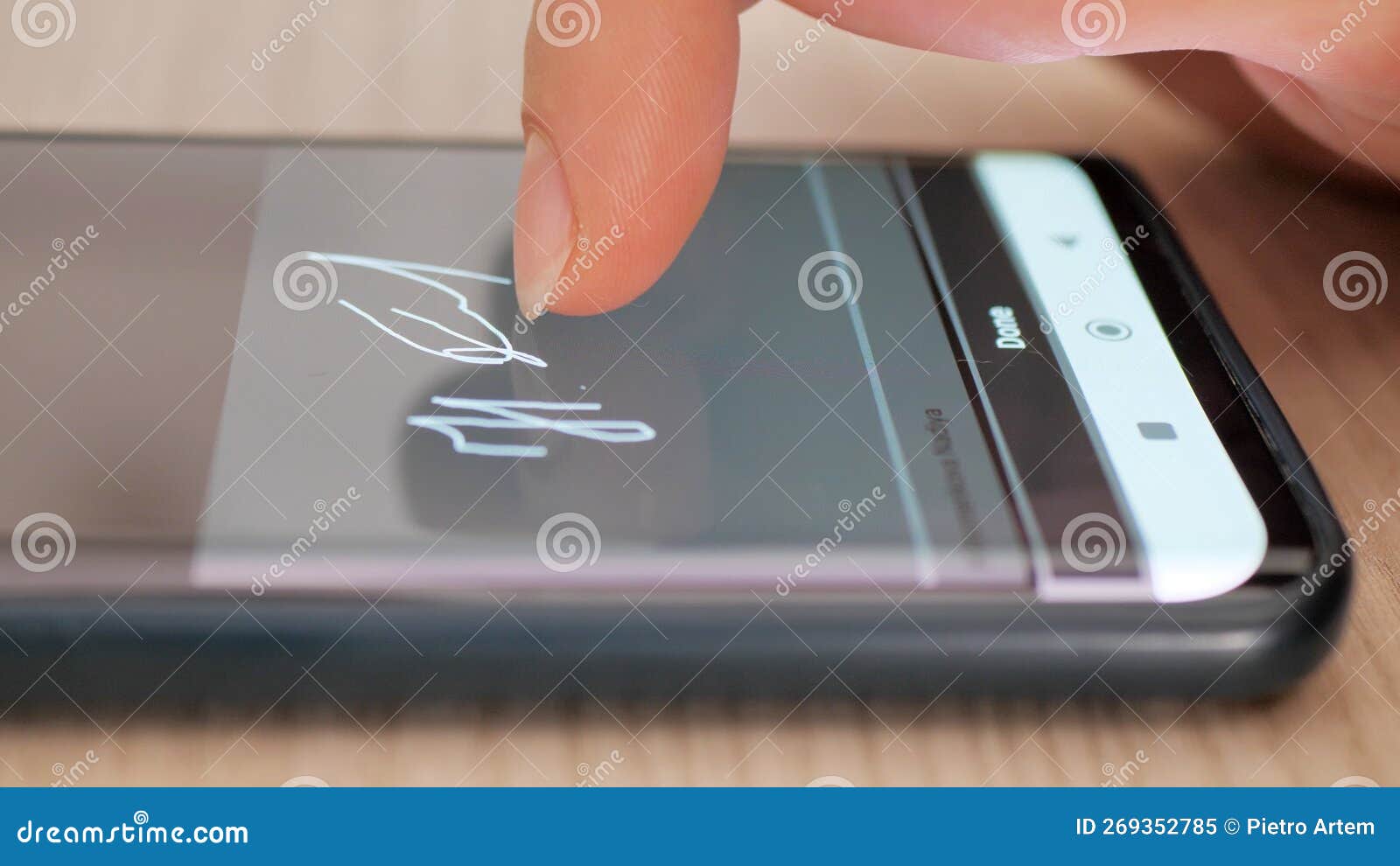 Electonic Signature with Finger in Phone Screen Stock Image - Image of ...