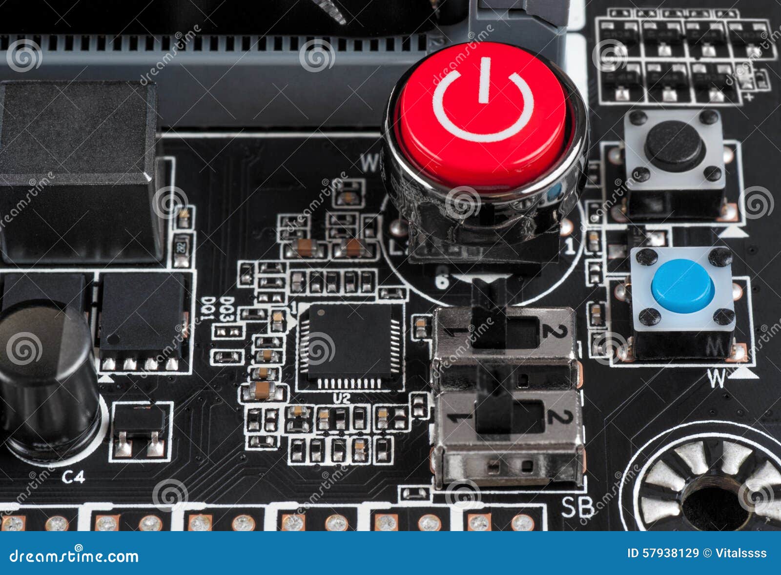 Electonics Board with Components. Power Switch Stock Image - Image of ...