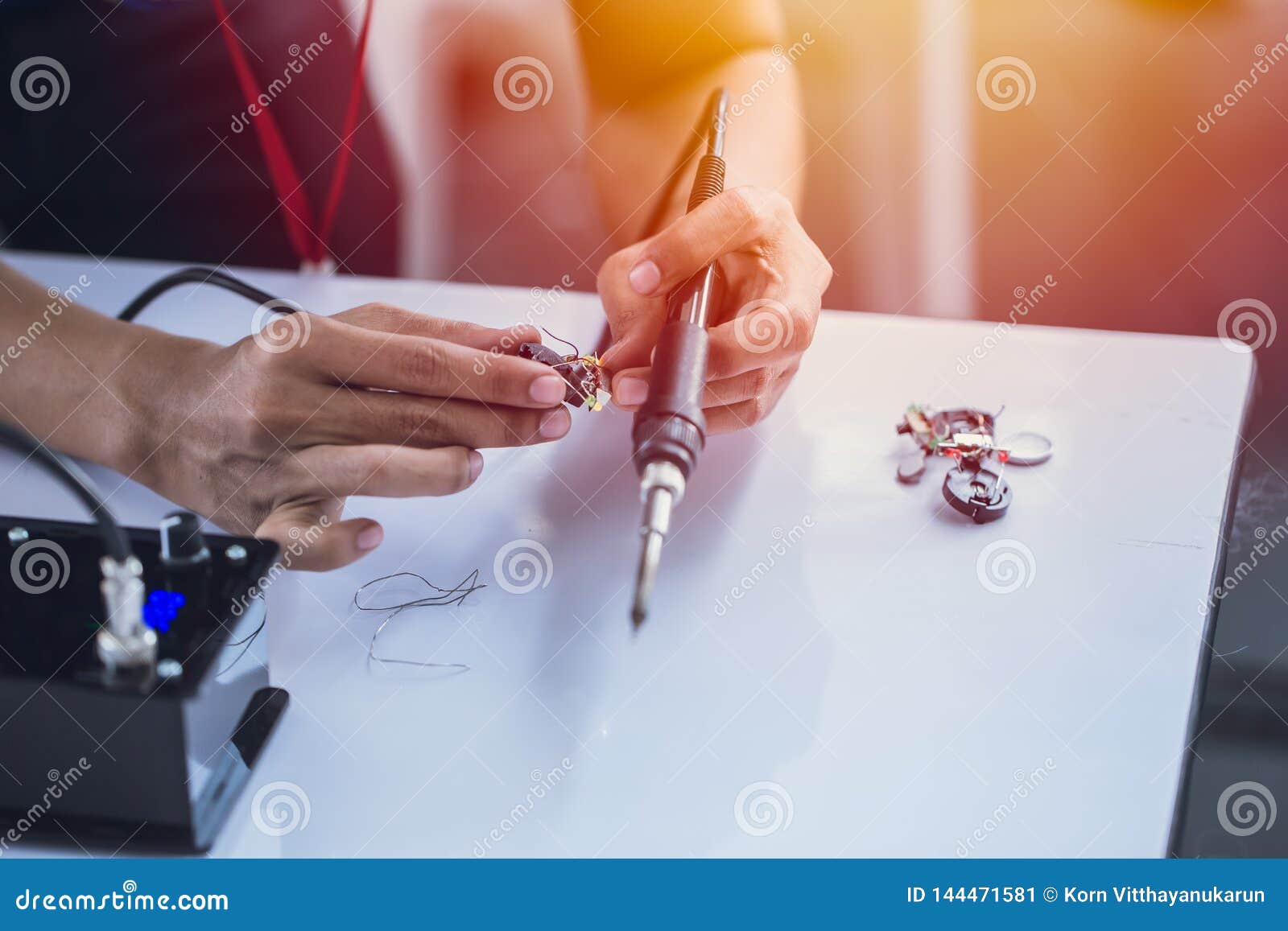 Electornic Engineer Using Soldering Iron Stock Image - Image of making ...