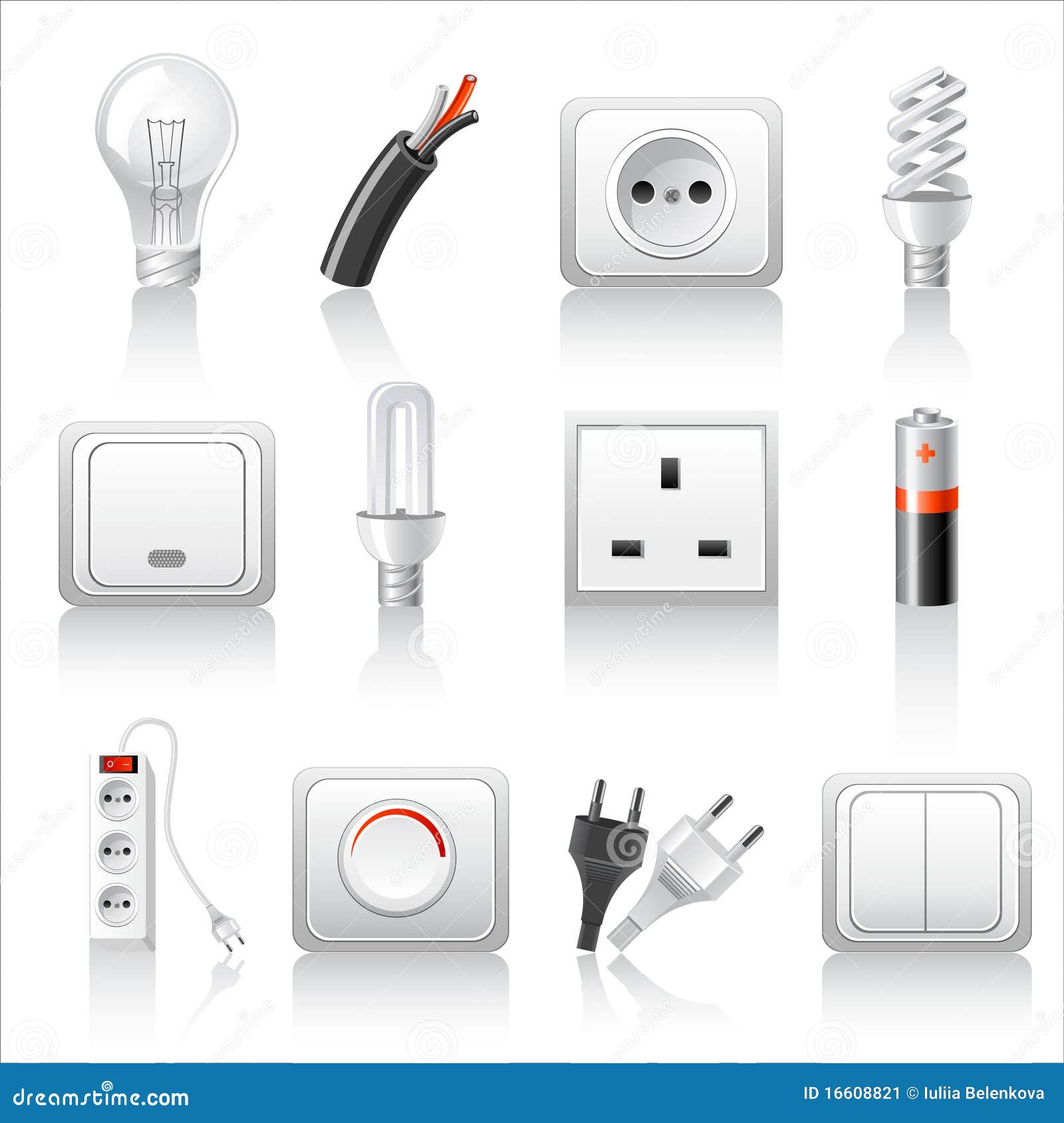 Electric accessories icons stock vector. Illustration of illuminated ...