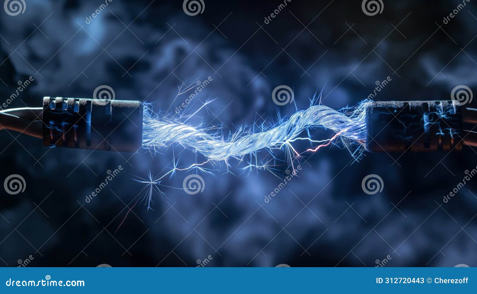 Electric Arc between Two Cables Stock Image - Image of conduct, cable ...