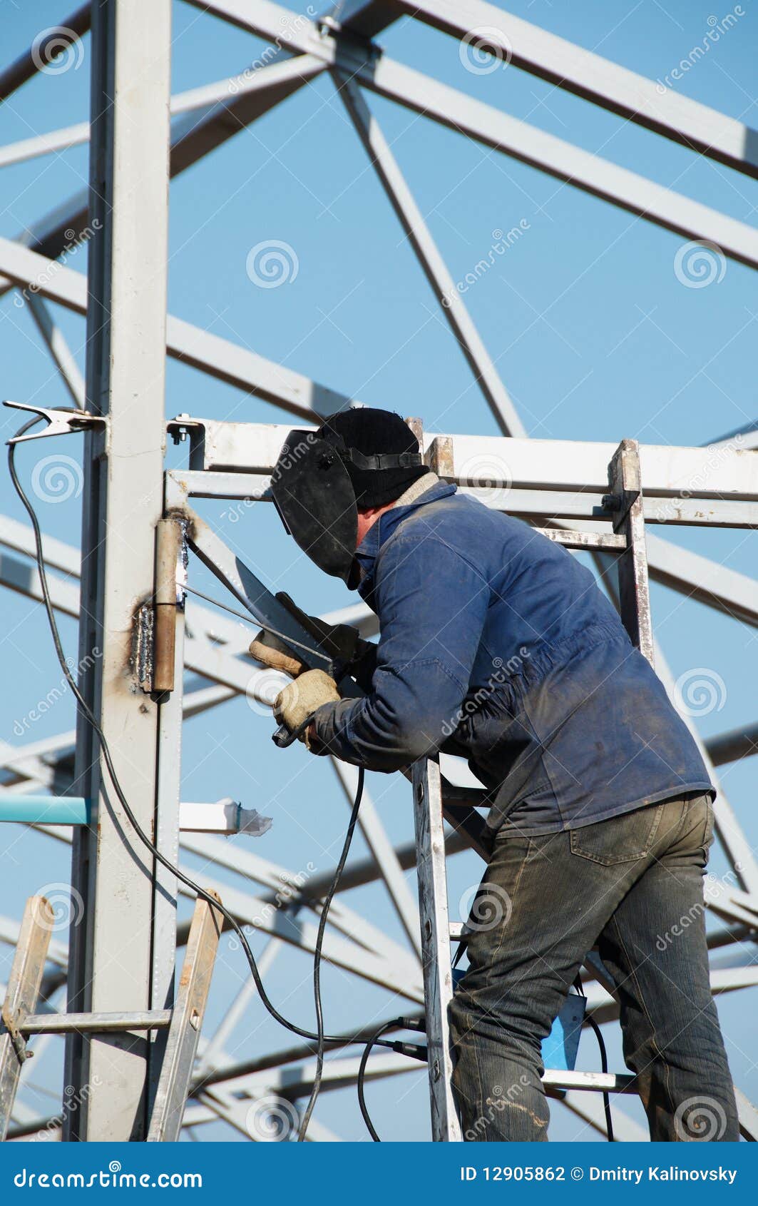 Electric Arc Welding Worker Stock Photo - Image of metal, construction ...