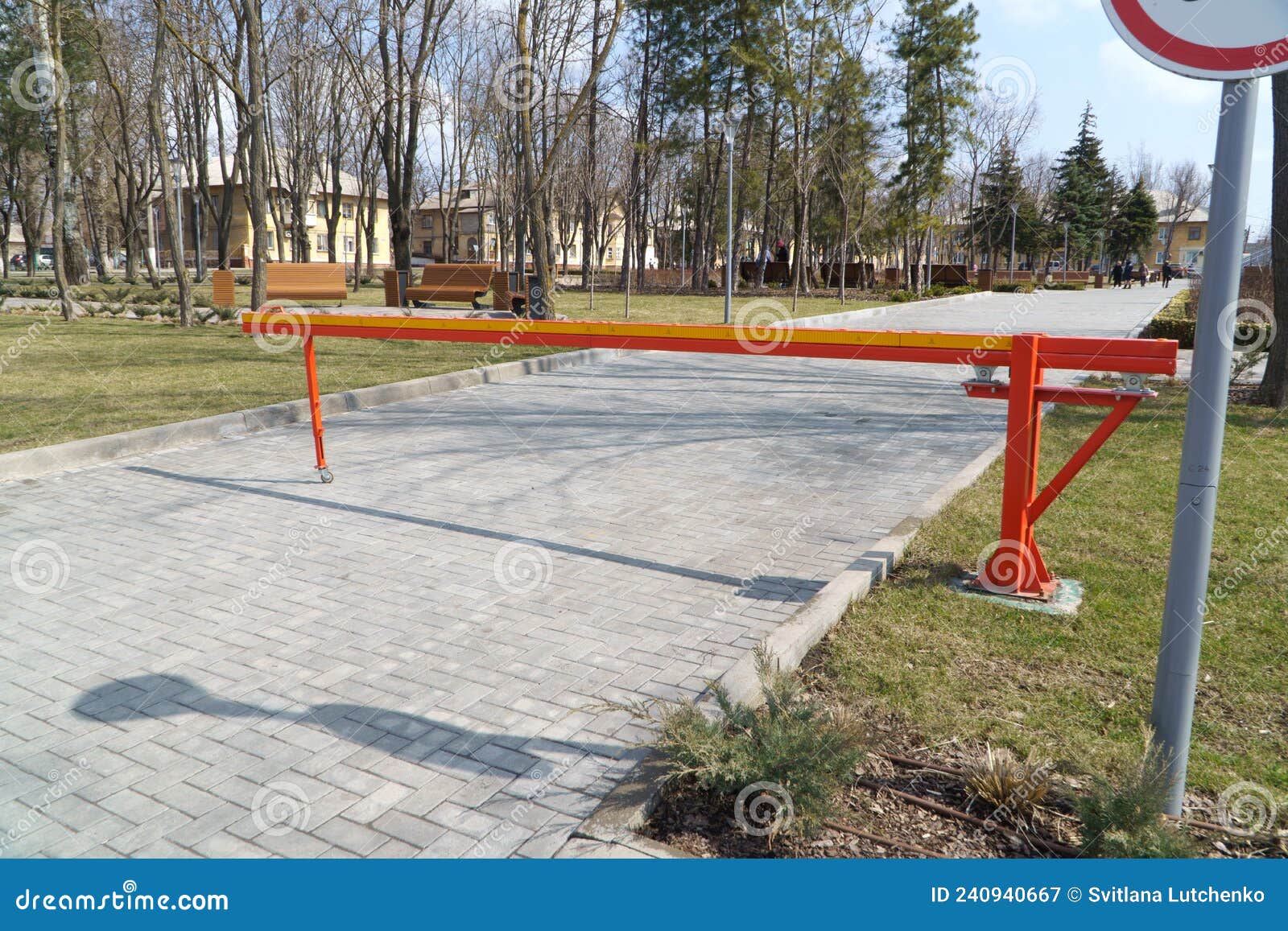 Electric Barrier. Automatic Security System. Stock Image - Image of ...