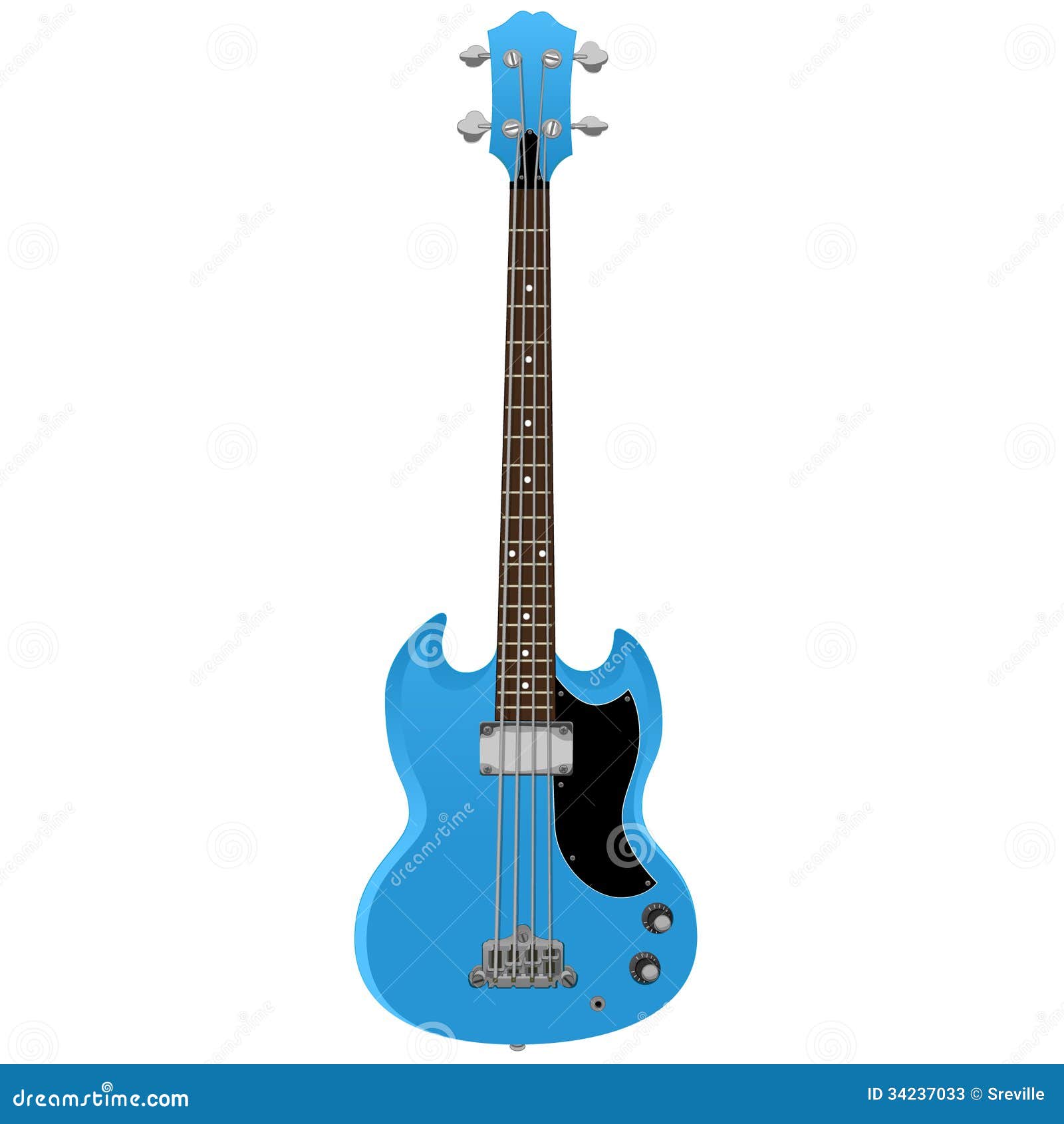 Electric And Bass Guitar Headstock Silhouettes Isolated On White ...