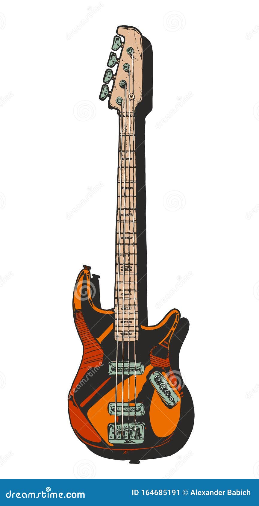 Electric bass guitar stock vector. Illustration of hand - 164685191