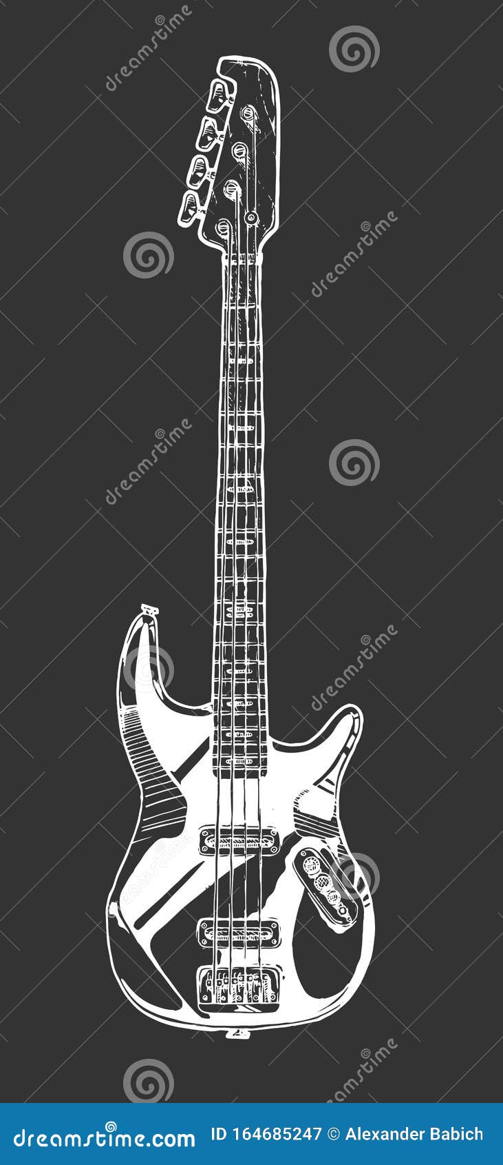 Electric bass guitar stock vector. Illustration of musician - 164685247