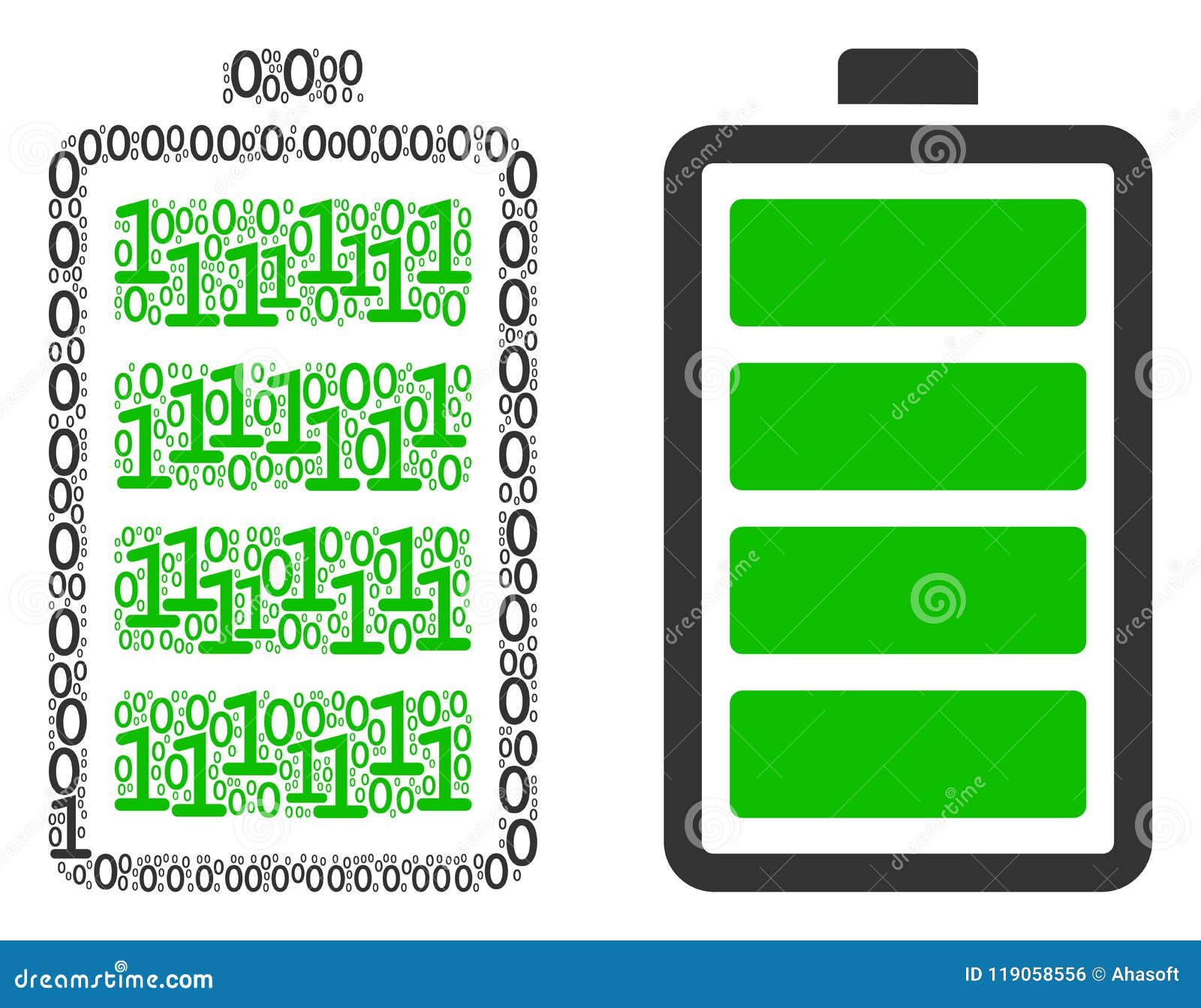 Electric Battery Collage of Binary Digits Stock Vector - Illustration of capacity, combined ...