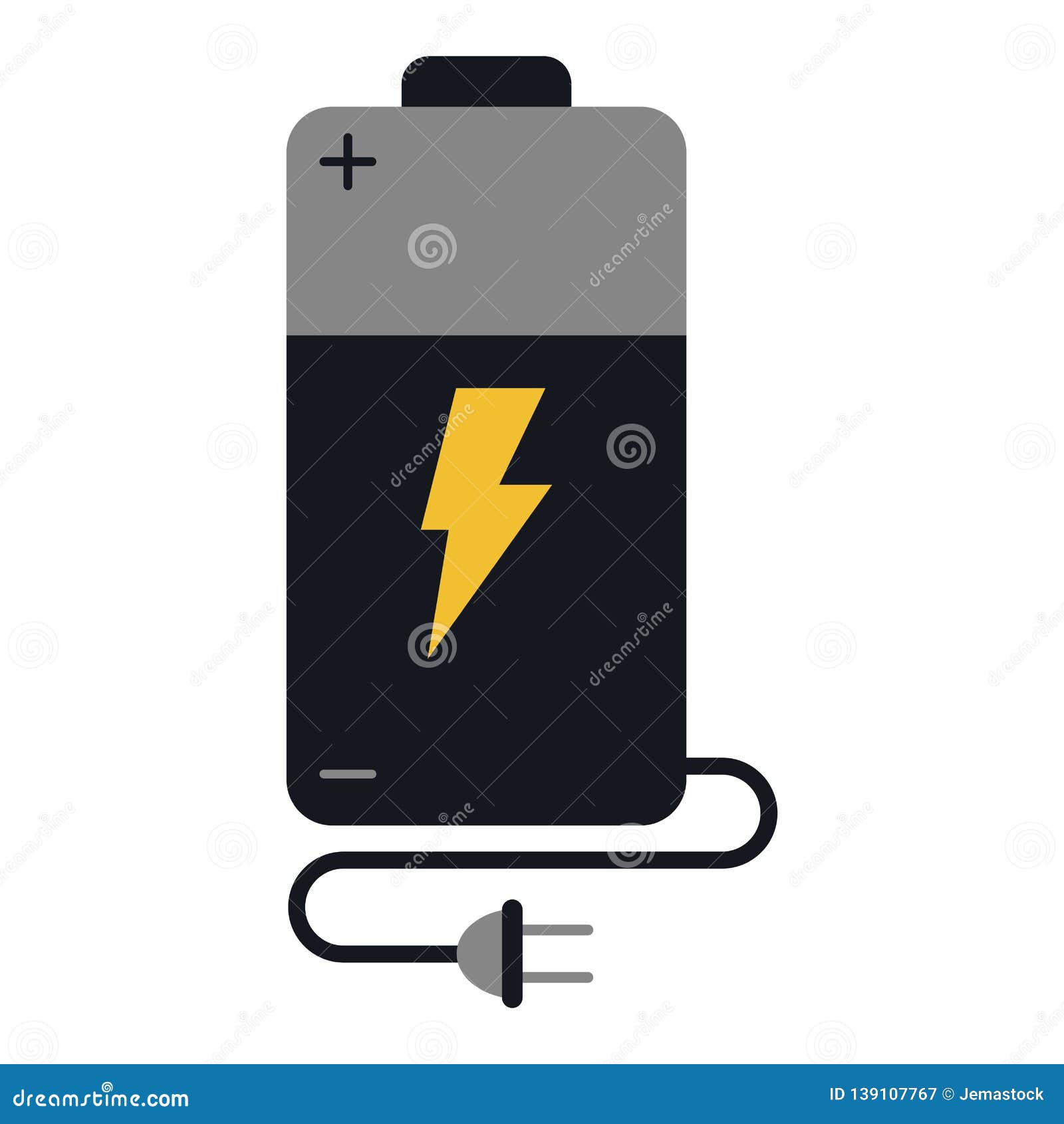 Electric Battery with Plug and Wire Stock Vector - Illustration of plug ...