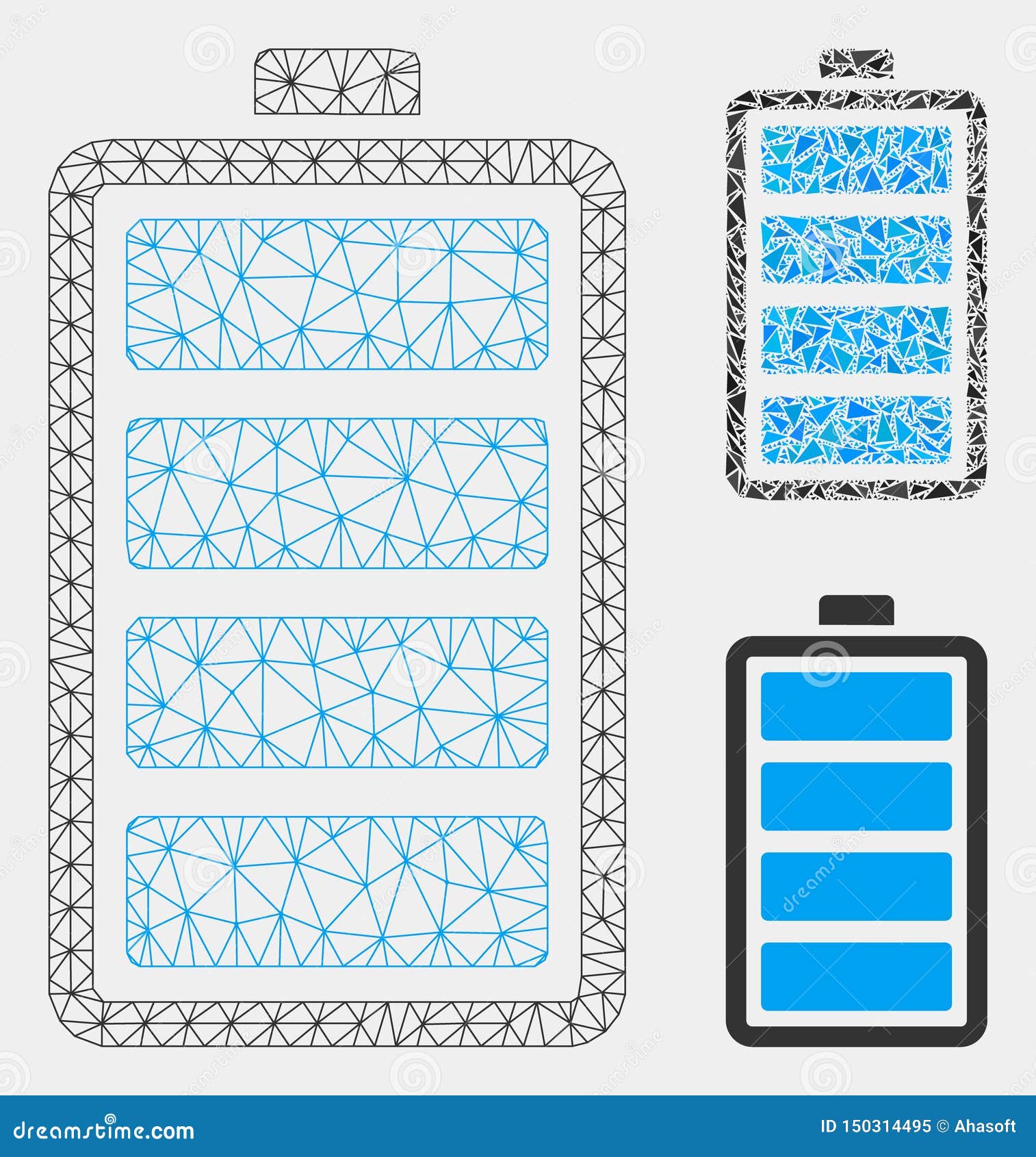 Electric Battery Vector Mesh 2D Model and Triangle Mosaic Icon Stock ...