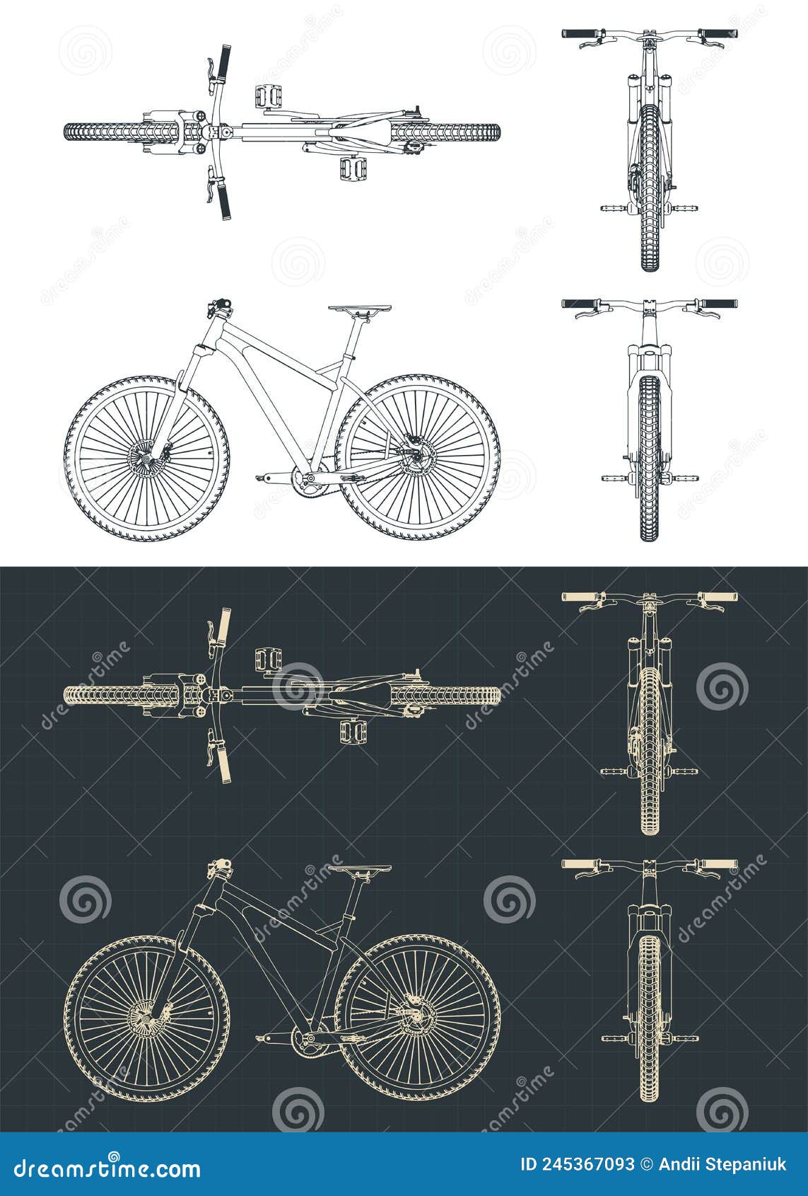 Electric bike blueprints stock vector. Illustration of design - 245367093