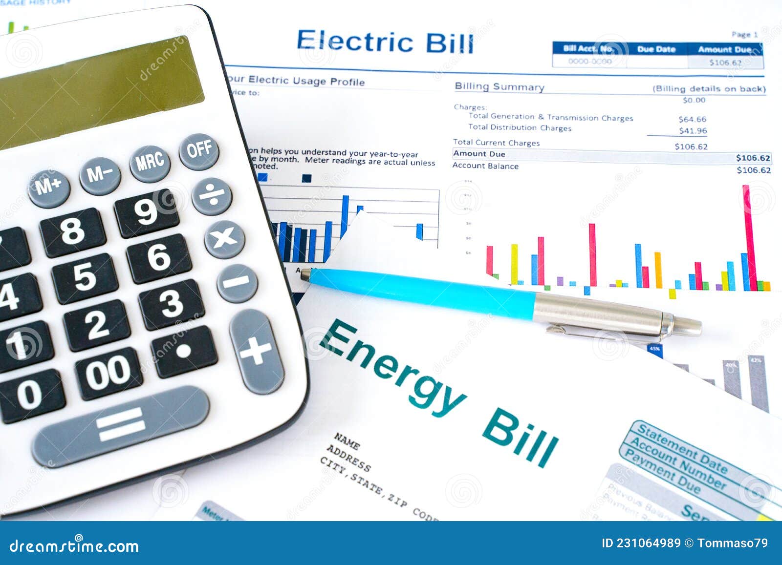 Electric Bill Statement and Home Energy Consumption Stock Image - Image ...