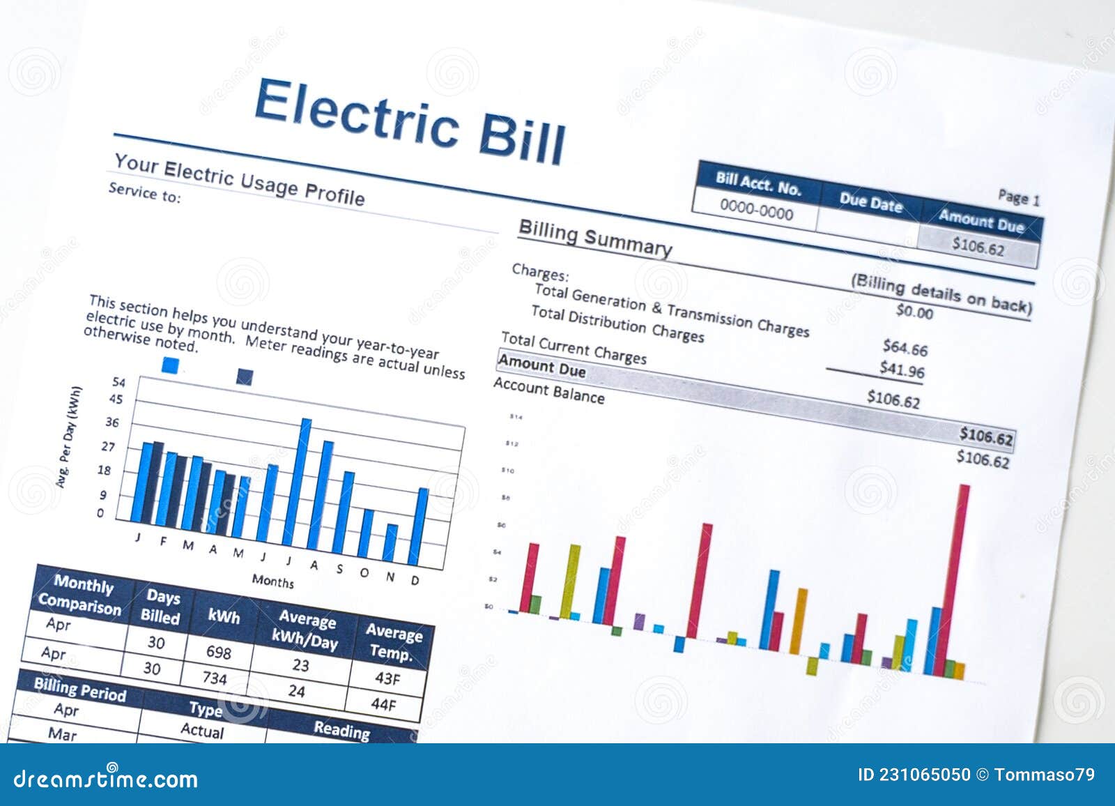 Electric Bill Statement and Home Energy Consumption Stock Photo - Image ...