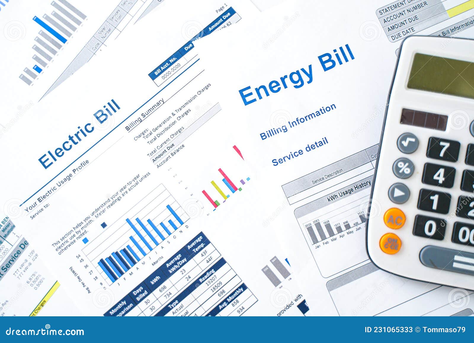 Electric Bill Statement and Home Energy Consumption Stock Image - Image ...