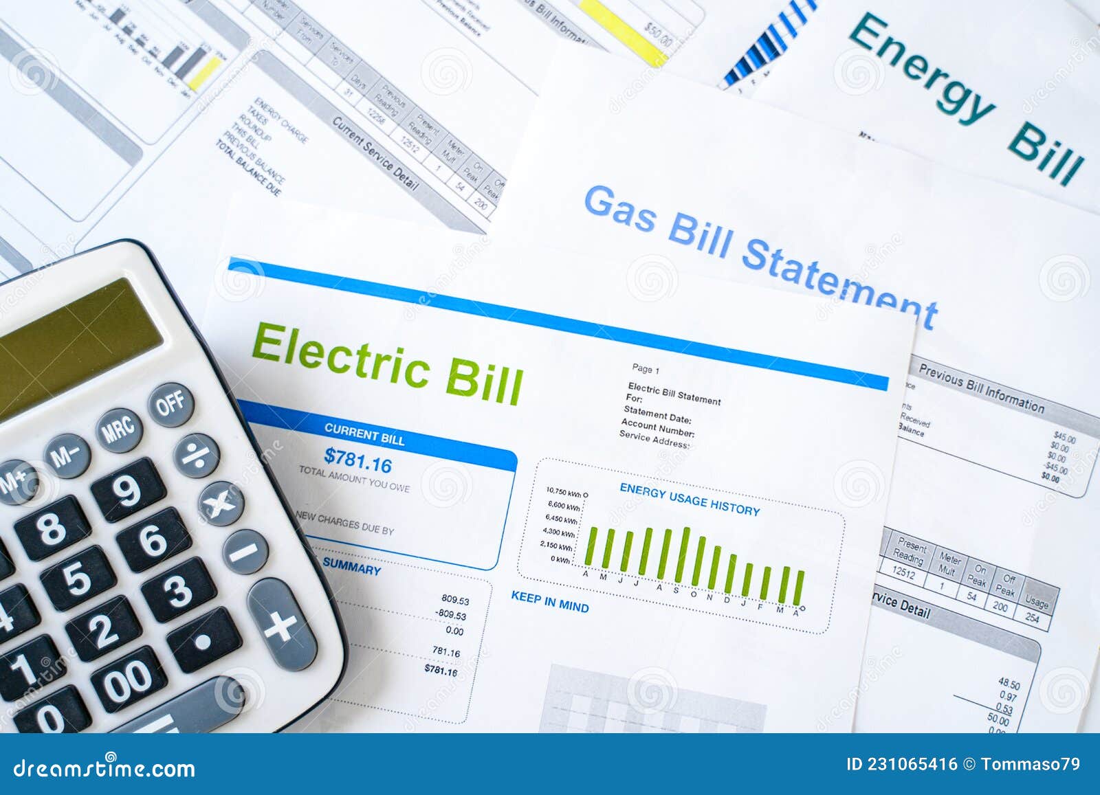 Electric Bill Statement and Home Energy Consumption Stock Photo - Image ...