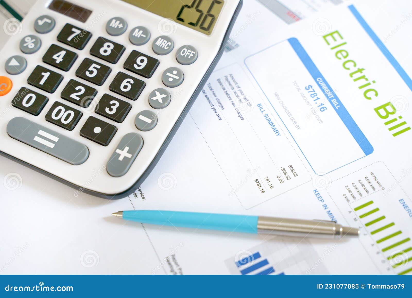 Electric Bill Statement and Home Energy Consumption Stock Image - Image ...