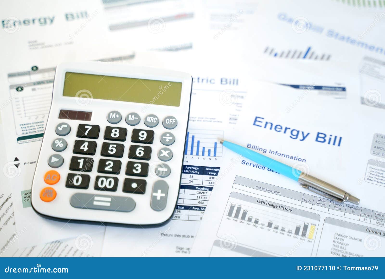 Electric Bill Statement and Home Energy Consumption Stock Photo - Image ...