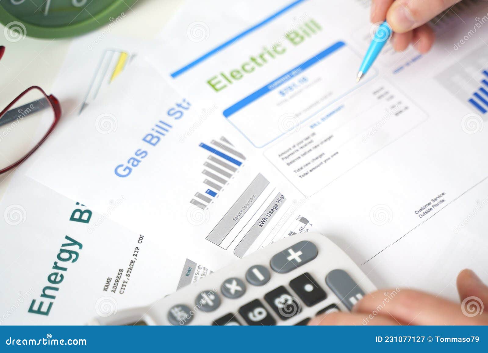 Electric Bill Statement and Home Energy Consumption Stock Image - Image ...