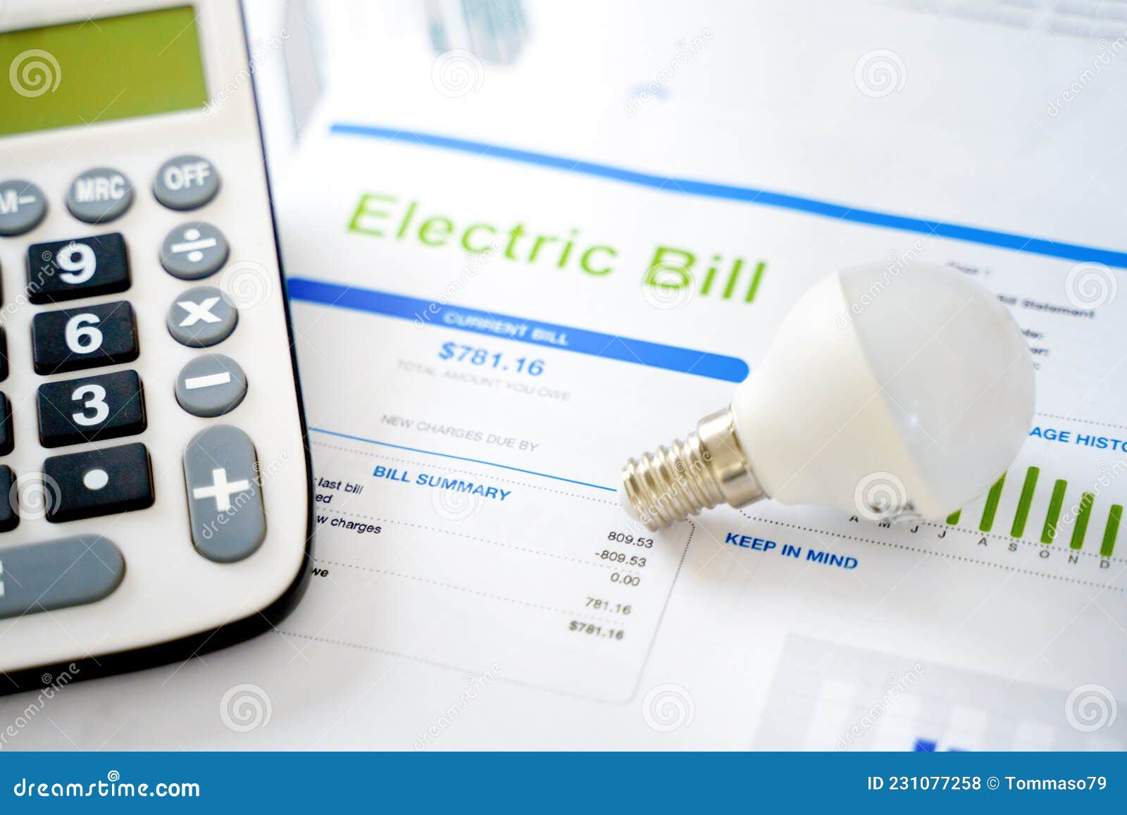 Electric Bill Statement and Home Energy Consumption Stock Photo - Image ...