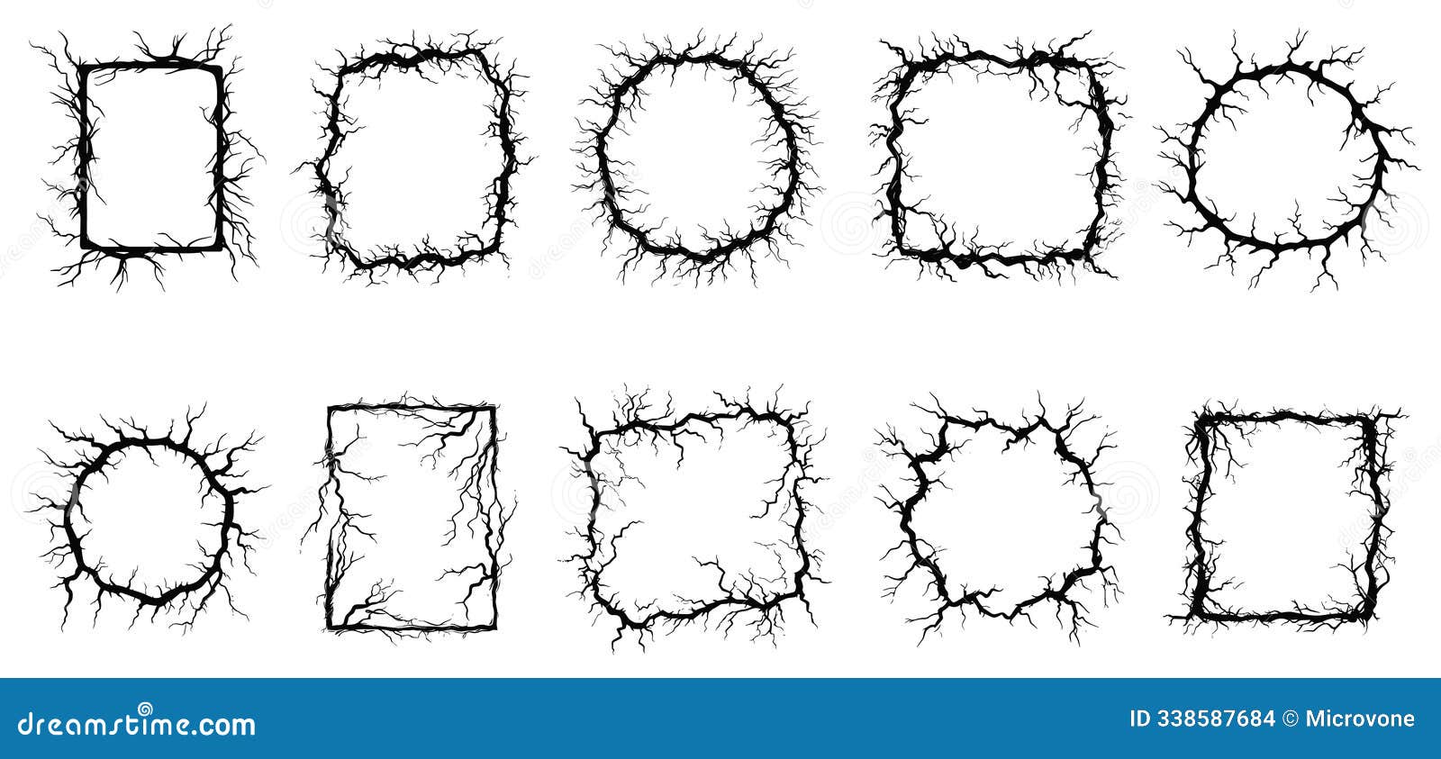 Electric Black Lightning Frame Silhouette. Thunder Strike Bolt Effect ...