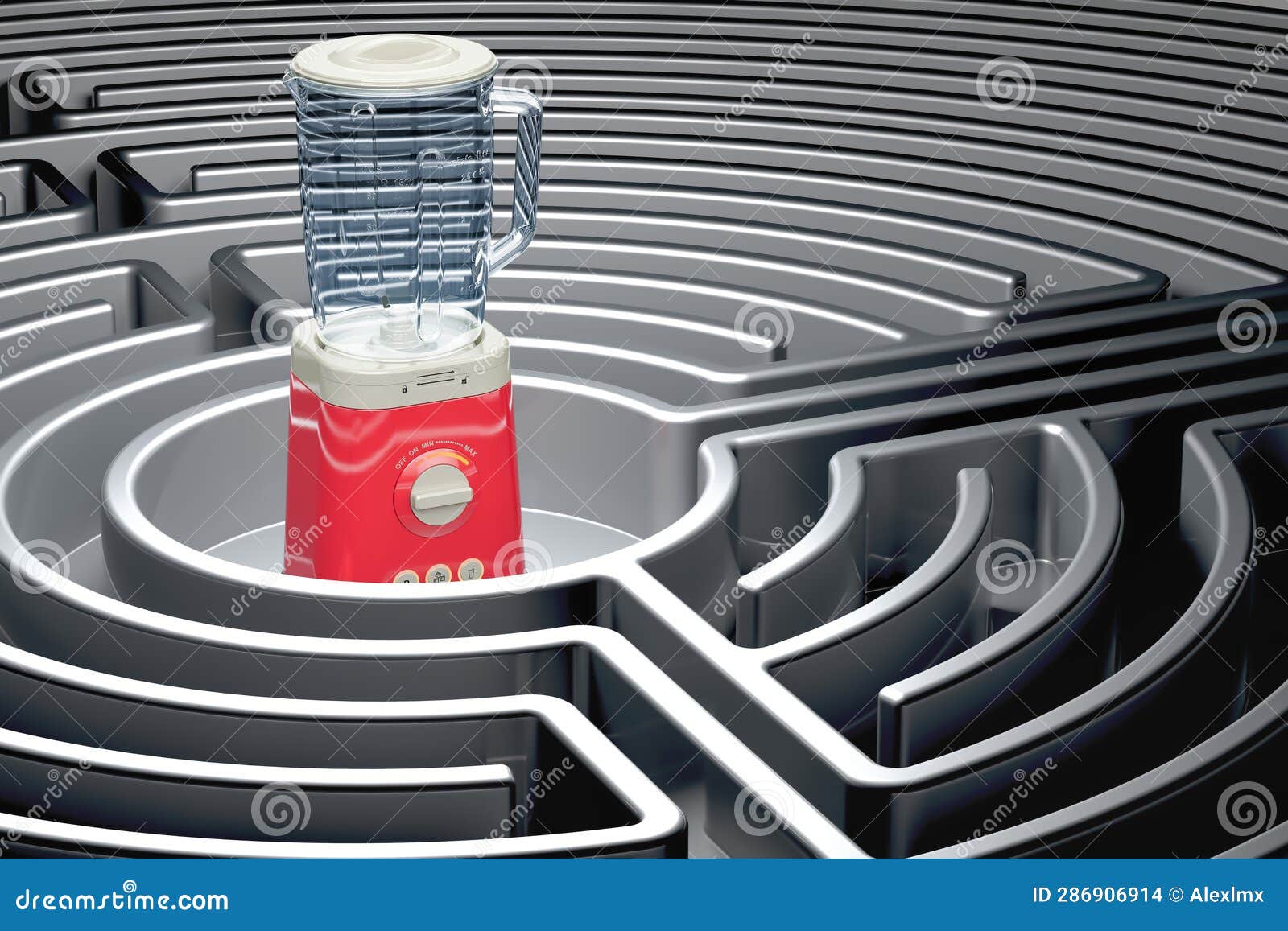 Electric Blender Inside Labyrinth Maze. 3D Rendering Stock Illustration ...