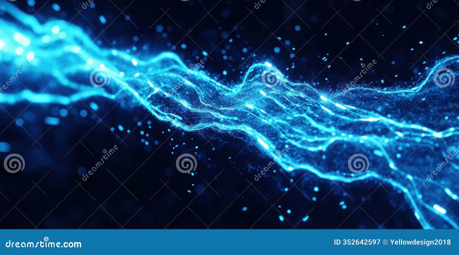 Electric Blue Abstract Energy Flow with Glowing Lines on a Dark ...