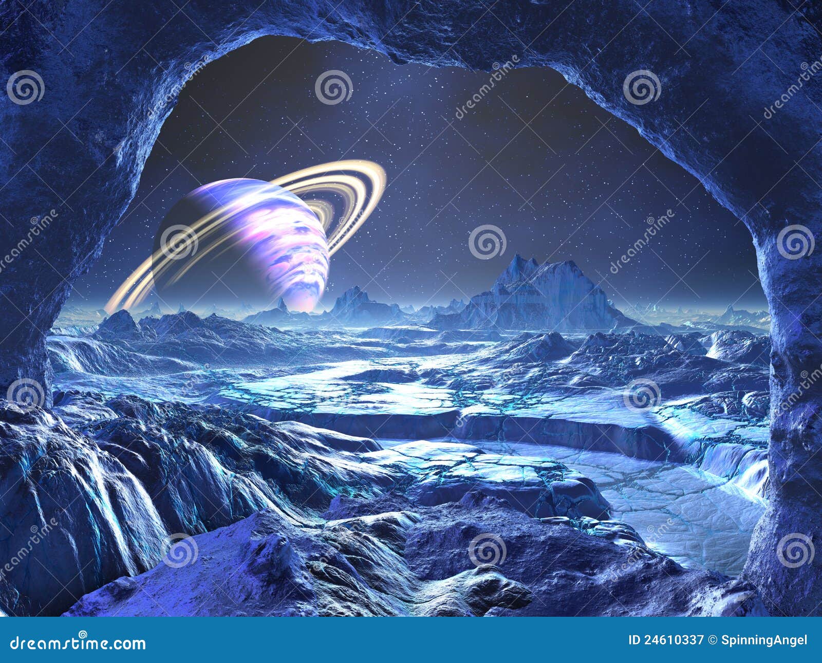 Electric Blue Alien World stock illustration. Illustration of universe ...