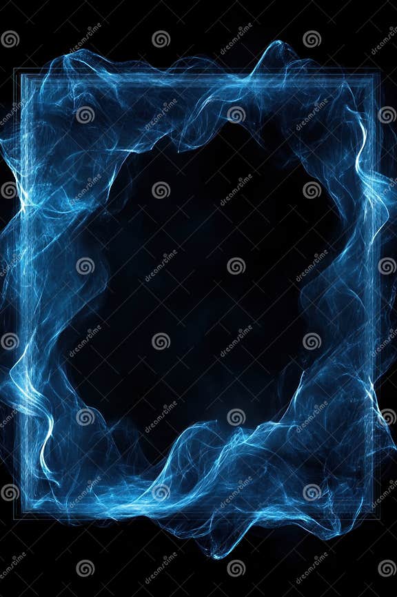 Electric Blue Energy Frame on Black Background Stock Illustration ...