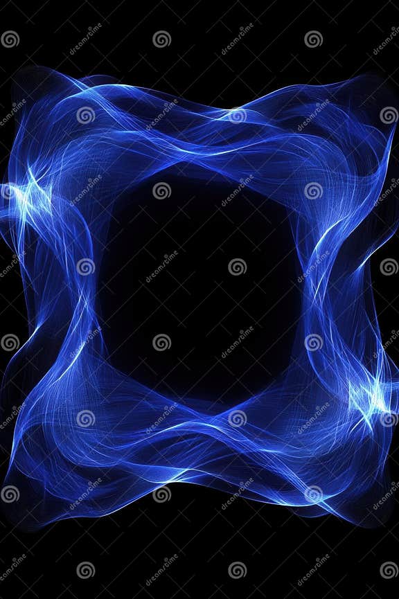 Electric Blue Energy Frame on Black Background Stock Illustration ...