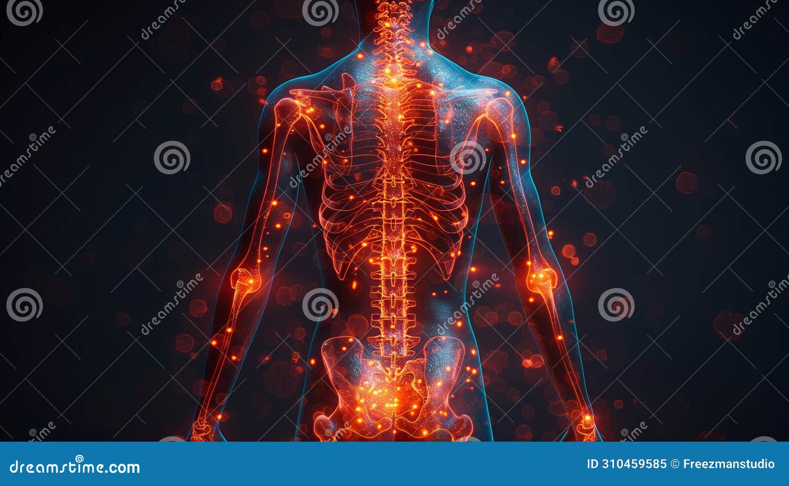 Electric Blue Human Anatomy Image Shows Skeleton and Joints Stock Image ...
