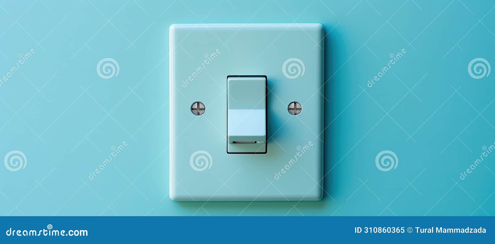 Electric Blue Light Switch Mounted on Titanium Fixture on Blue Wall ...