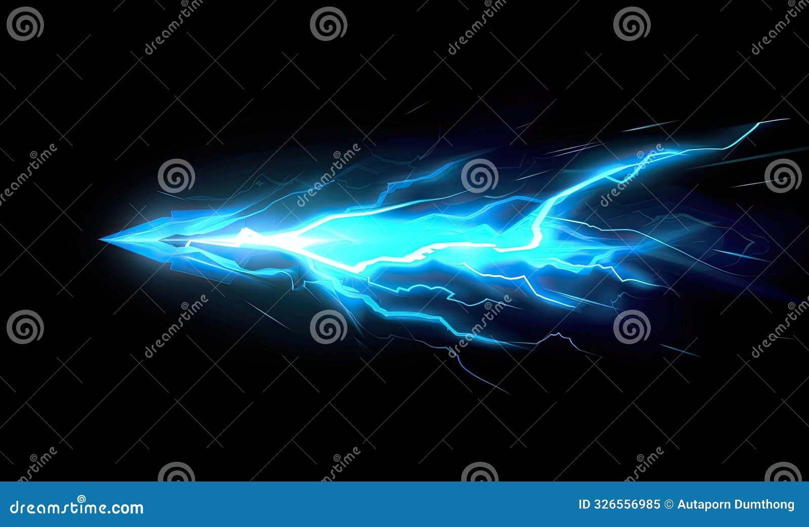 Electric Blue Lightning Bolt on a Black Background, Representing Energy ...