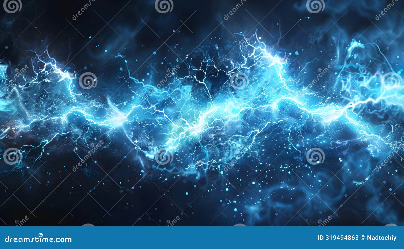 Electric Blue Lightning Bolt Illuminating the Dark Sky Stock Image ...