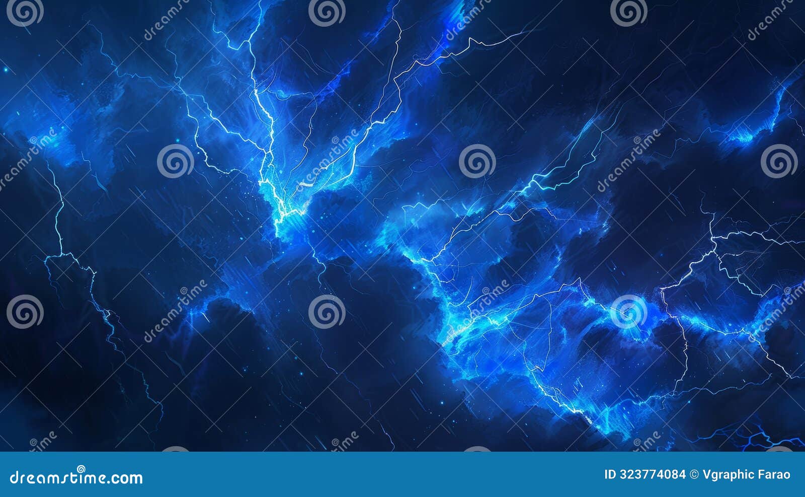 Electric Blue Lightning Strikes Against a Dark Sky, Dramatic Storm ...