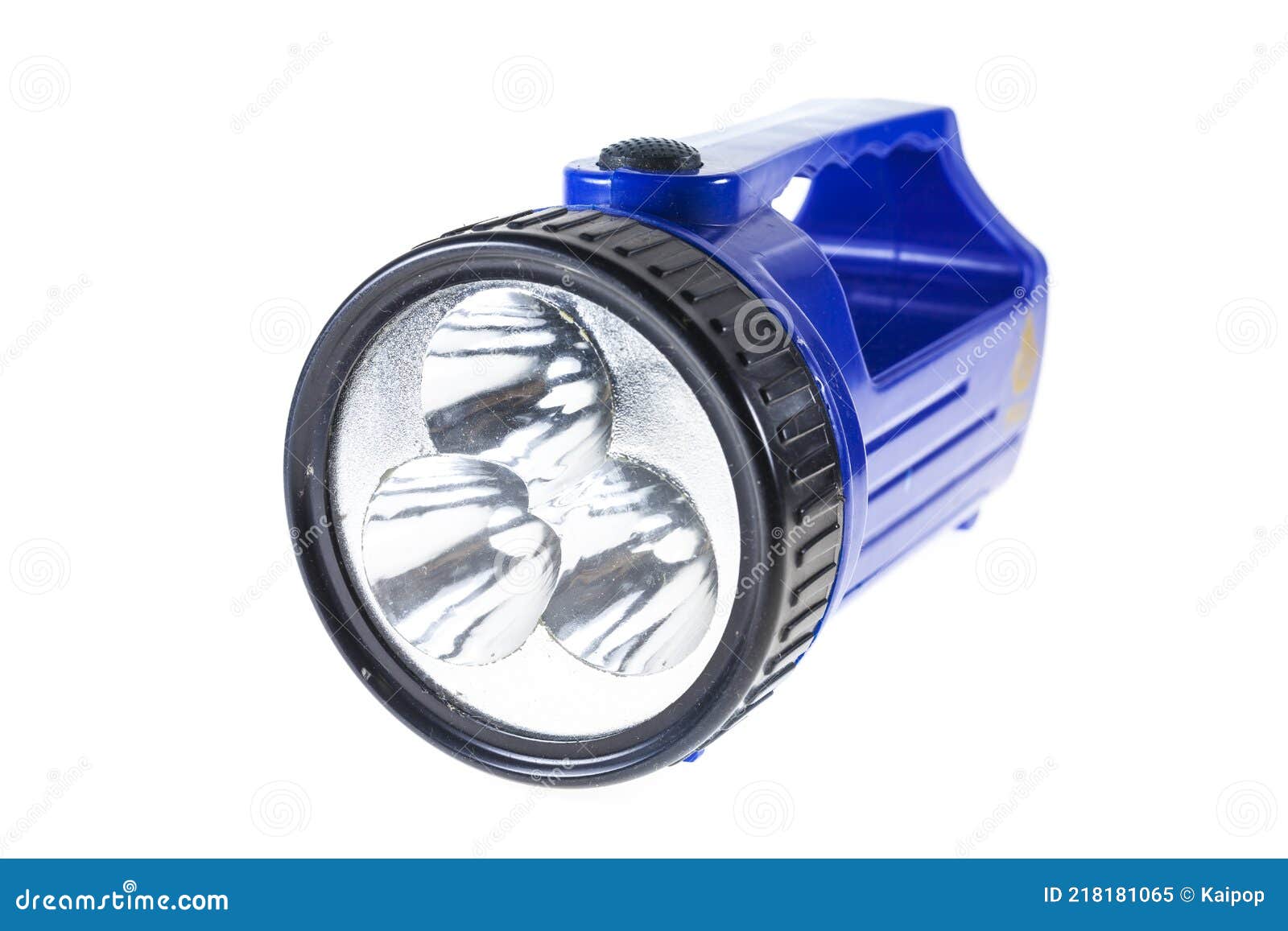 Electric Blue Pocket Flashlight Isolated on White Background Stock ...