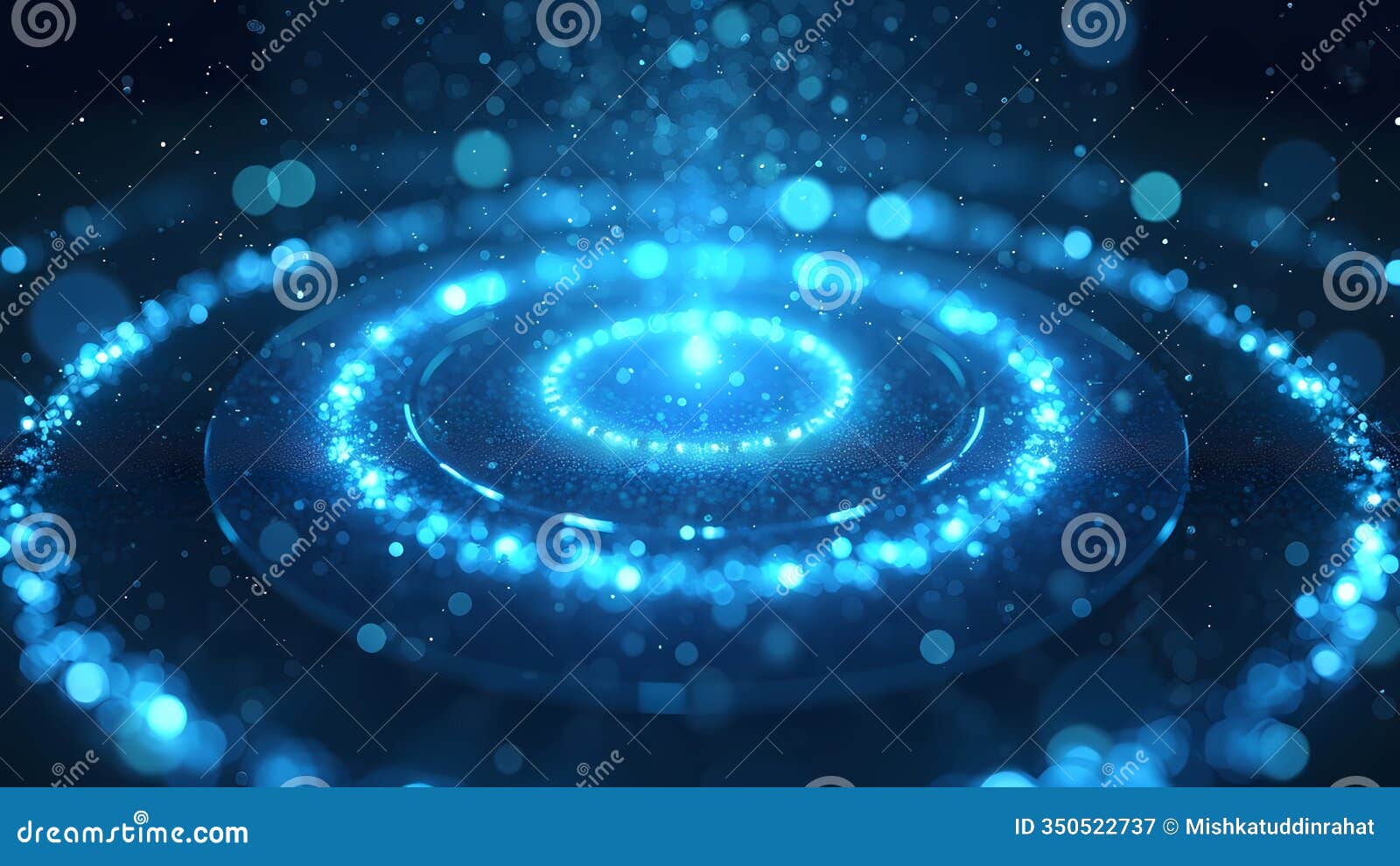 Electric Blue Spiral with Glowing Light Dots and Beams Stock ...